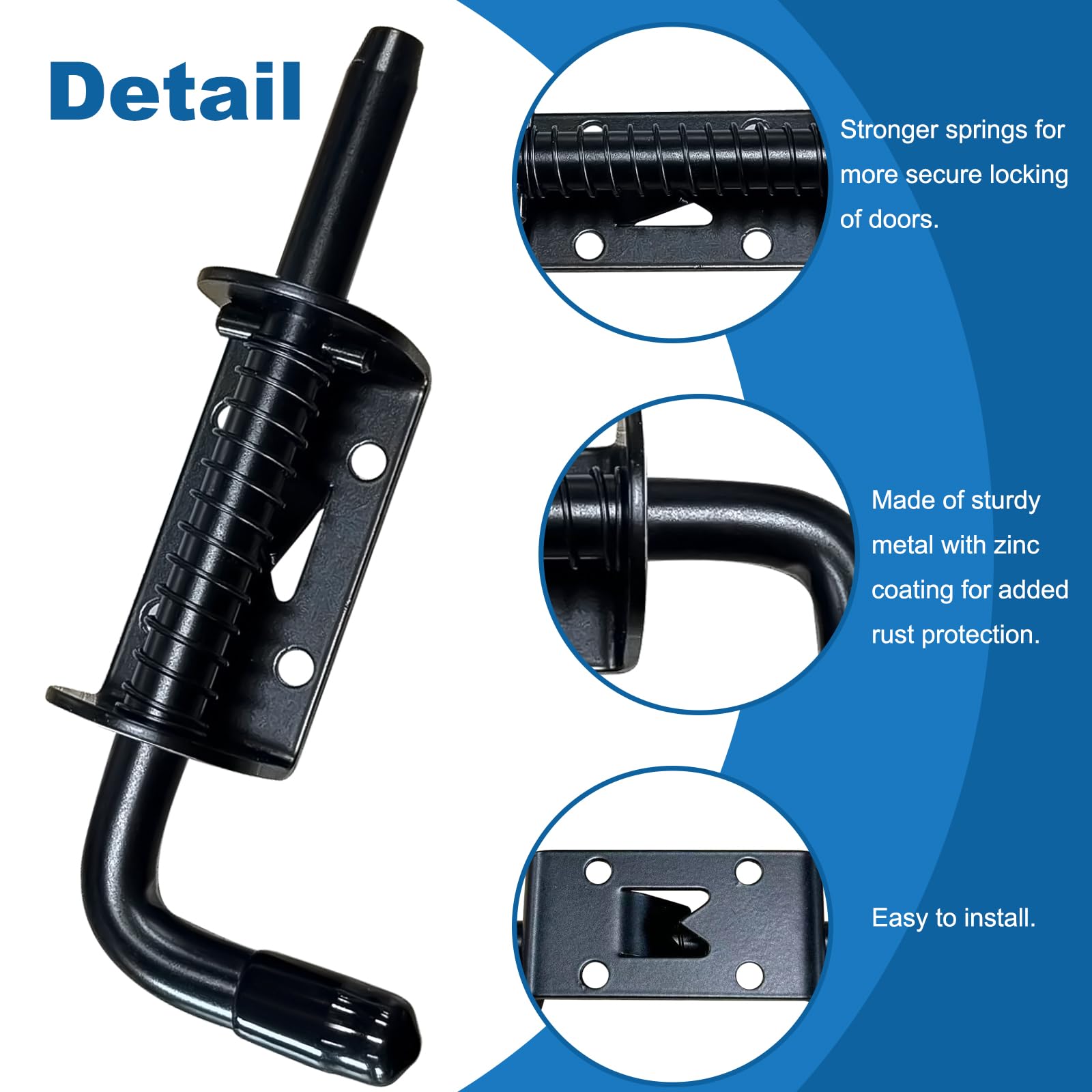 Snapklik.com : Spring Loaded Barrel Bolt - Door Latch Pin 5 Inch 304 ...