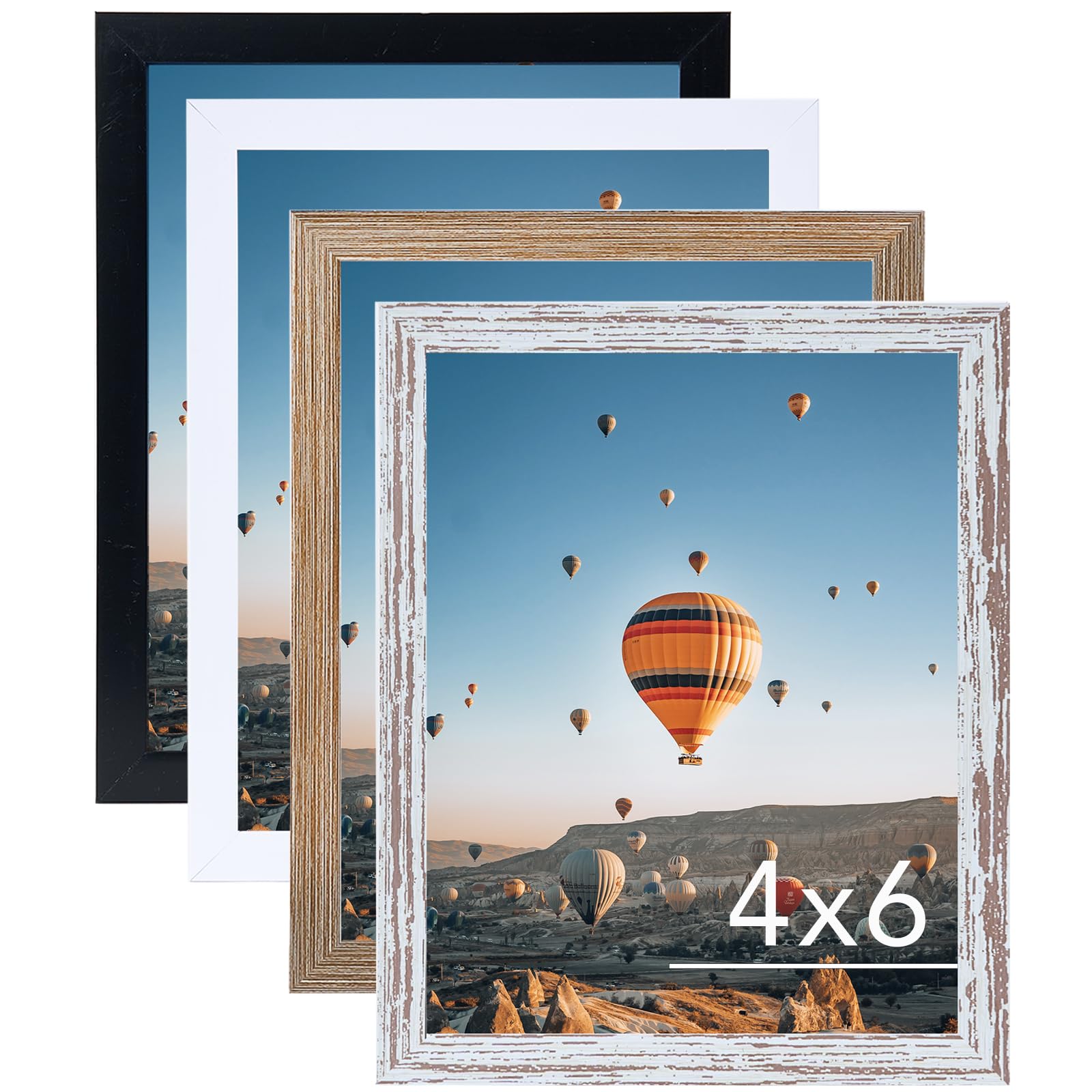 Snapklik.com : 4x6 Picture Frame Set Of 4 For Wall Hanging Or Tabletop ...