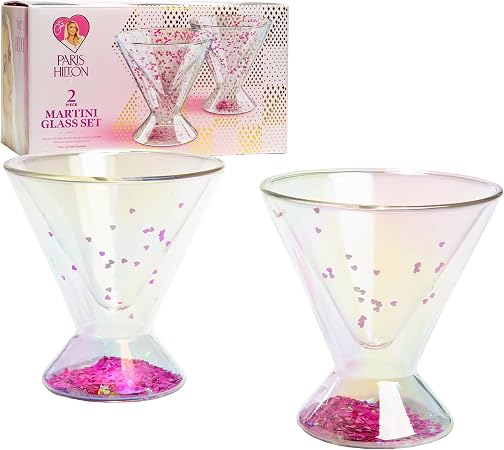Amazon.com | Paris Hilton 2-Piece Martini Glass Set, Double Wall Glass ...