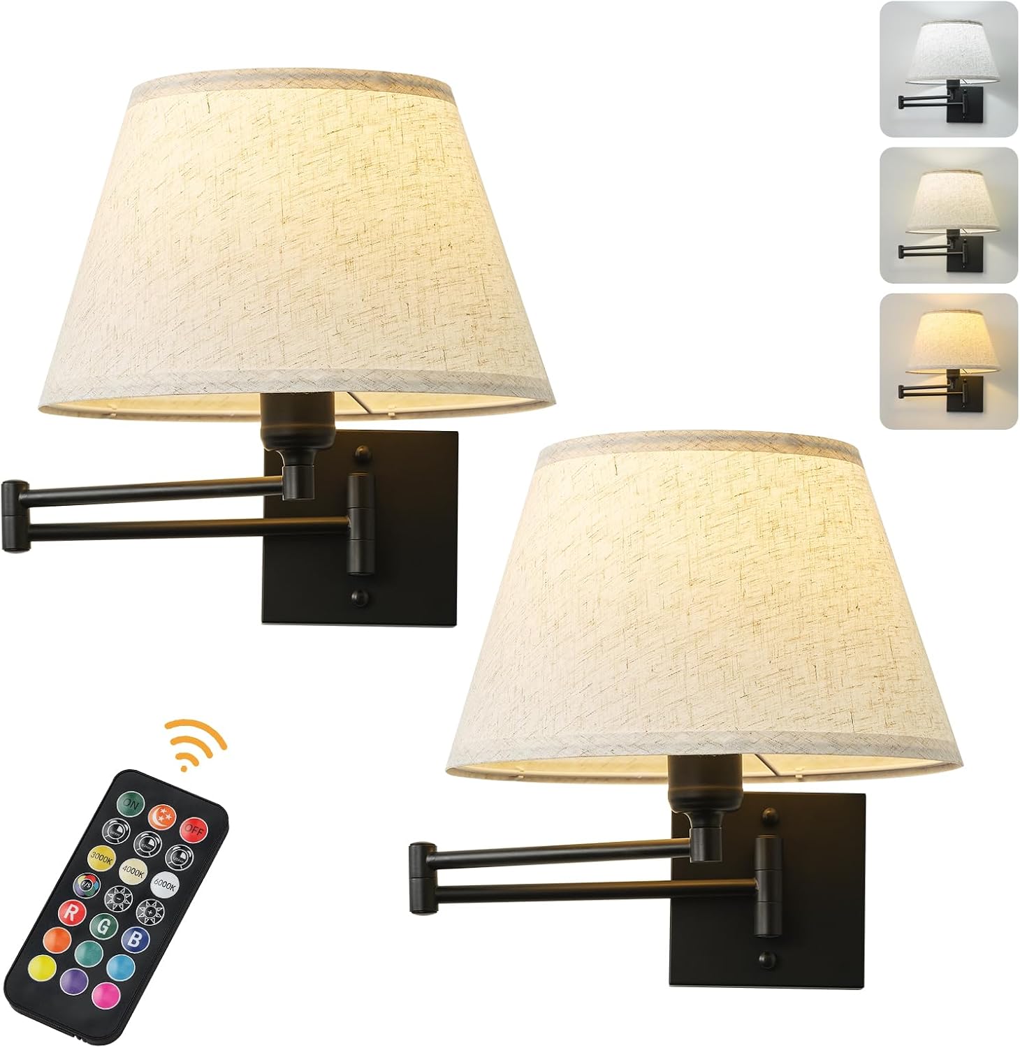 KARTOOSH Battery Operated Wall Sconces Set of Two with Remote Control ...