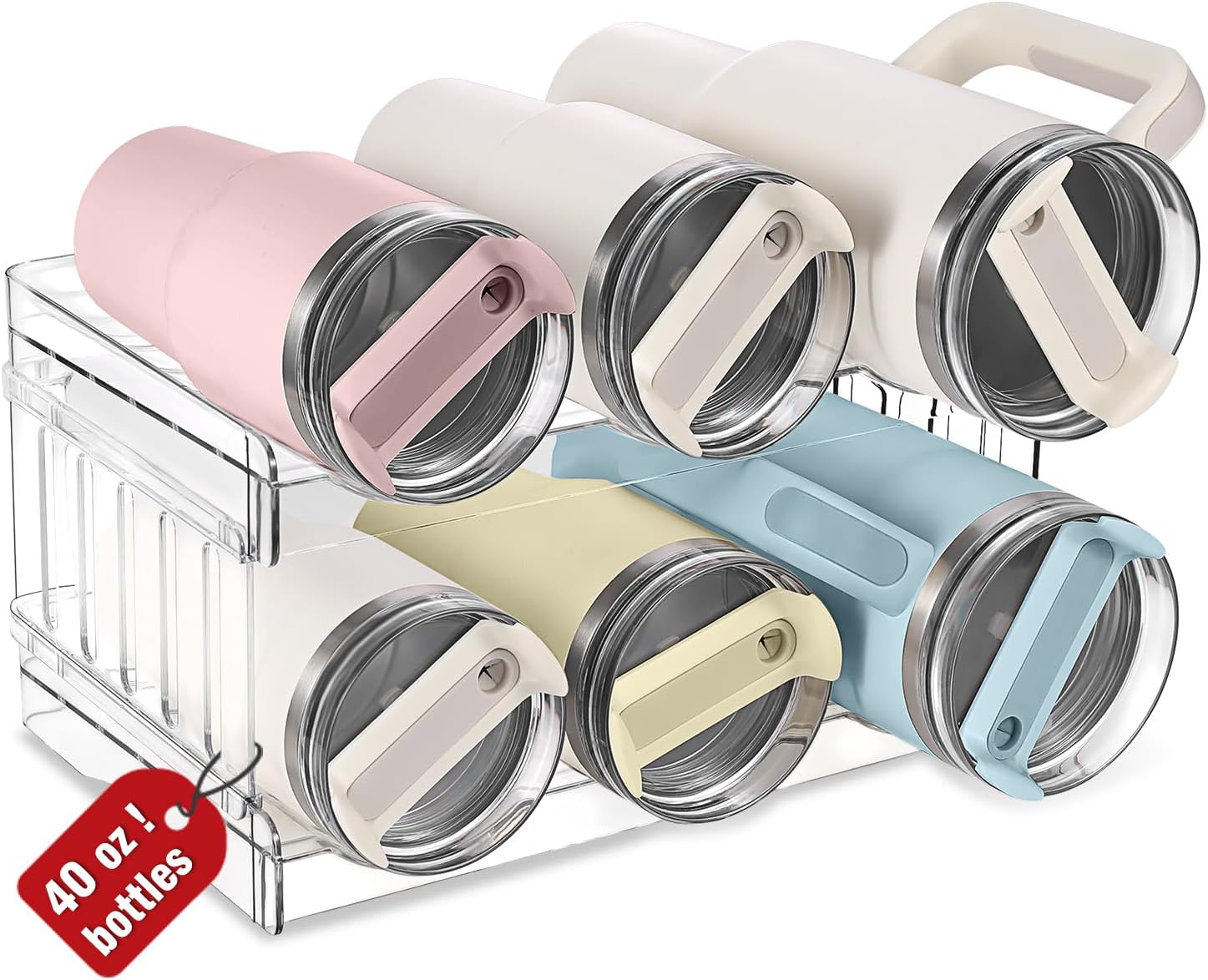 Amazon.com - Bamboo Tumbler Lid Organizer - Mini Cup and Water Bottle ...