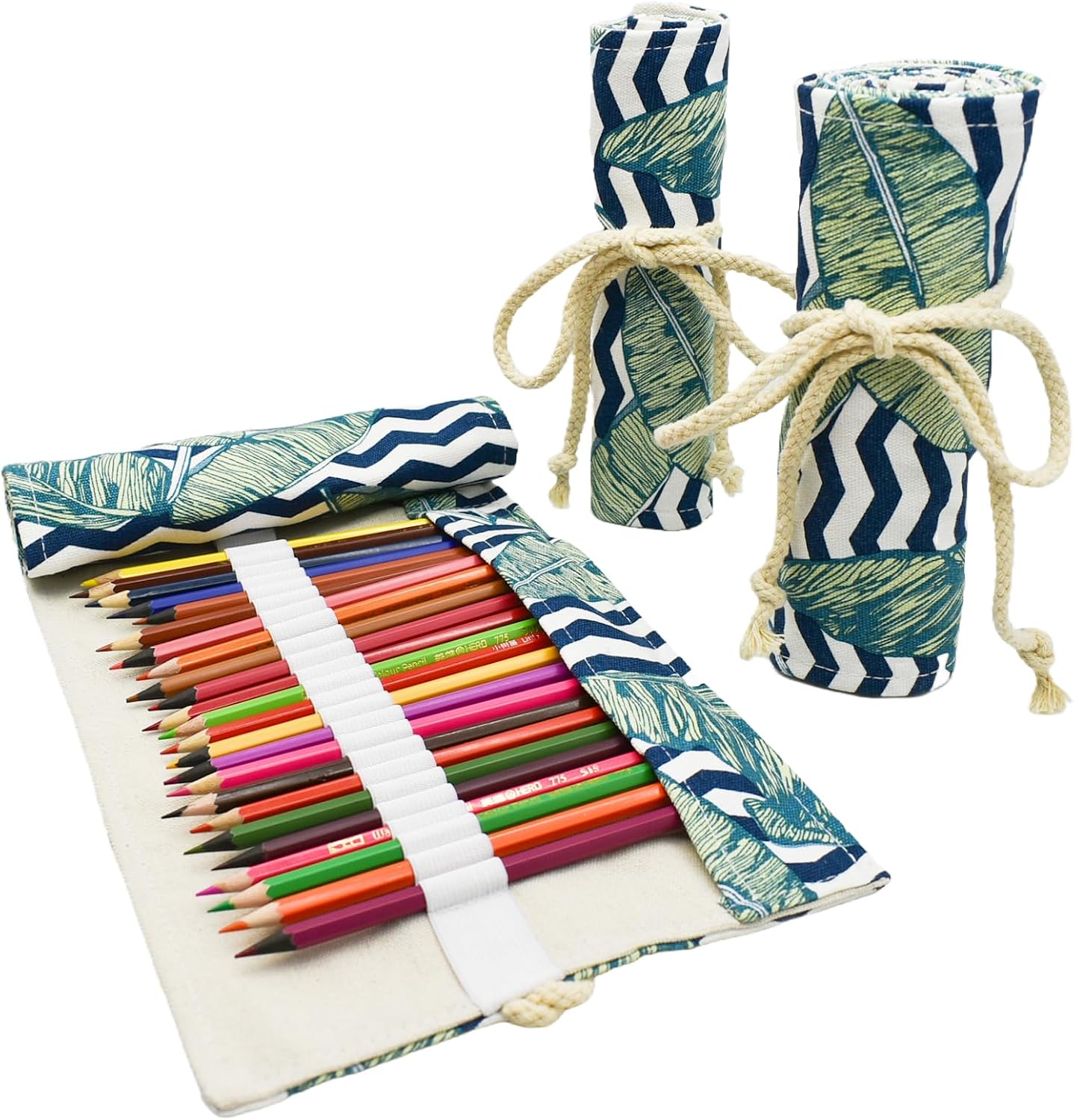 Amazon.com: Lopenle Palm Leaves Colored Pencil Wrap Canvas Pencils Case ...