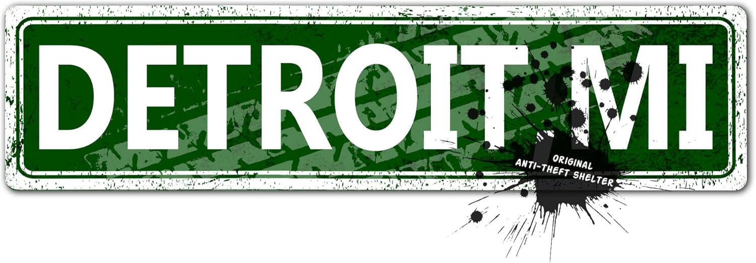 Amazon.com: Metal Tin Sign - Detroit, Michigan - USA City and State ...