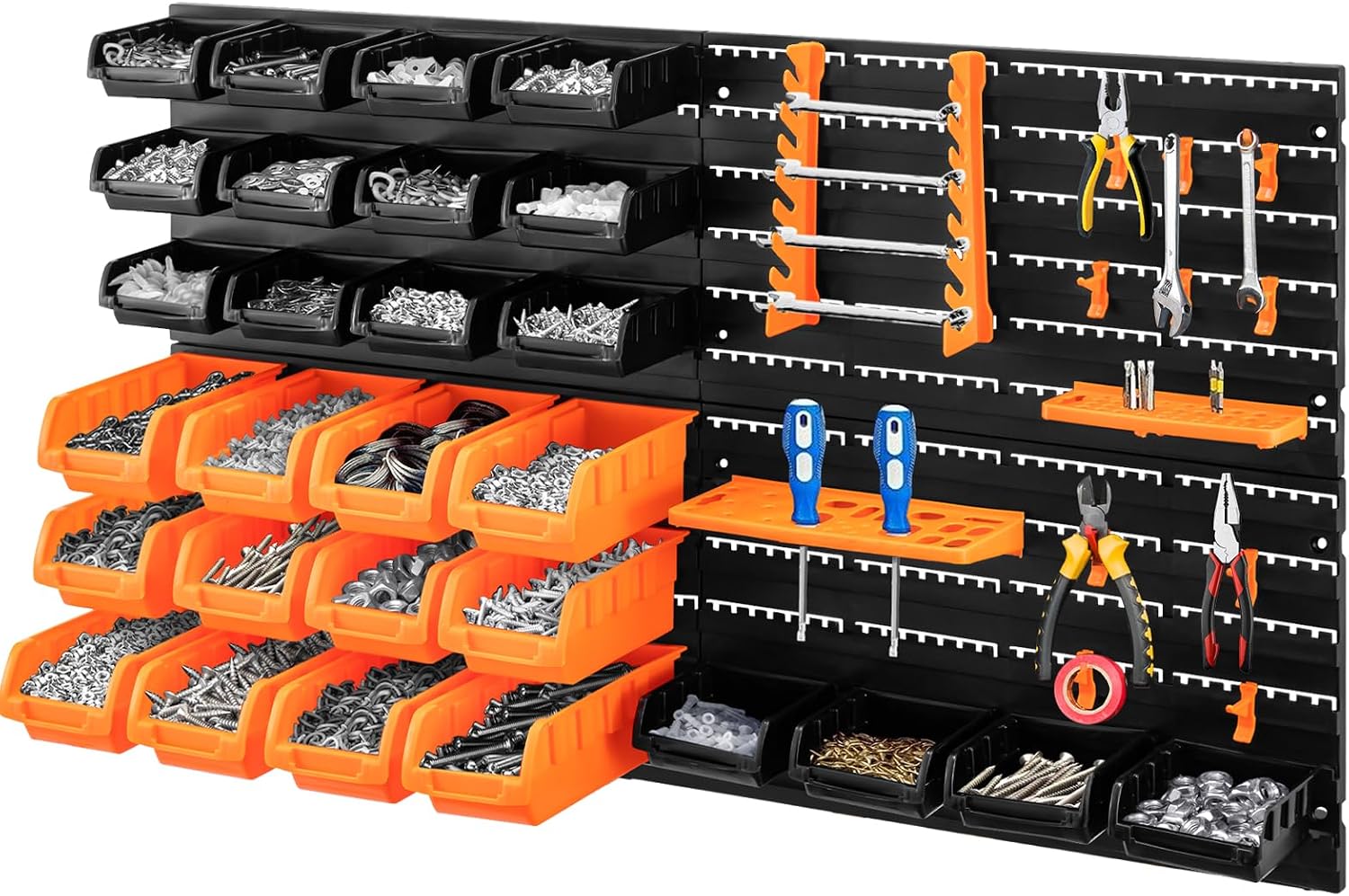 CROWNSHOP 46 PCS Wall Mounted Storage Bins Kit 64 * 41cm Garage Boxes ...