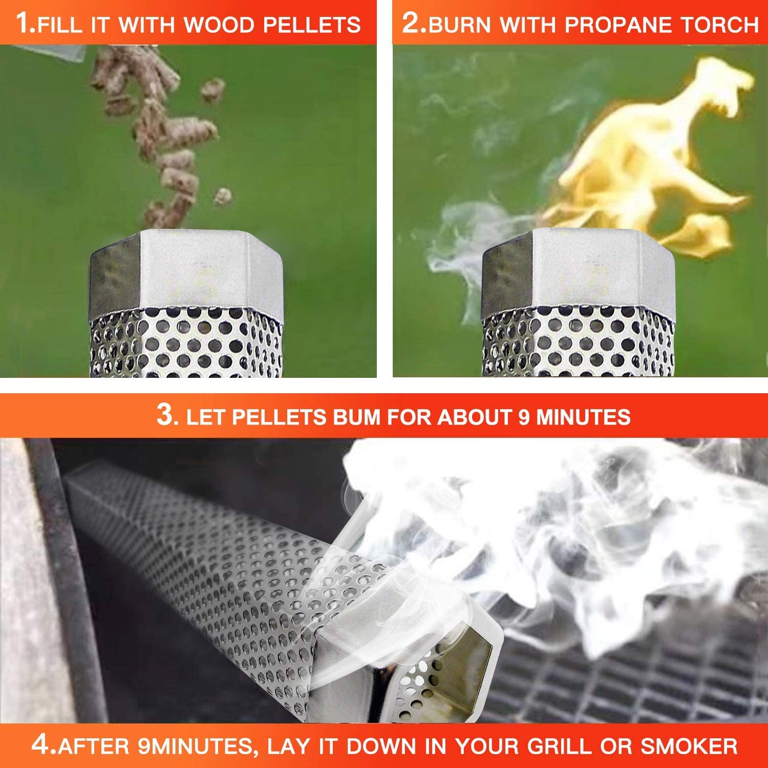 Snapklik.com : 12" Pellet Smoke Tube For Pellet Grill 2 Pack Cold/Hot ...