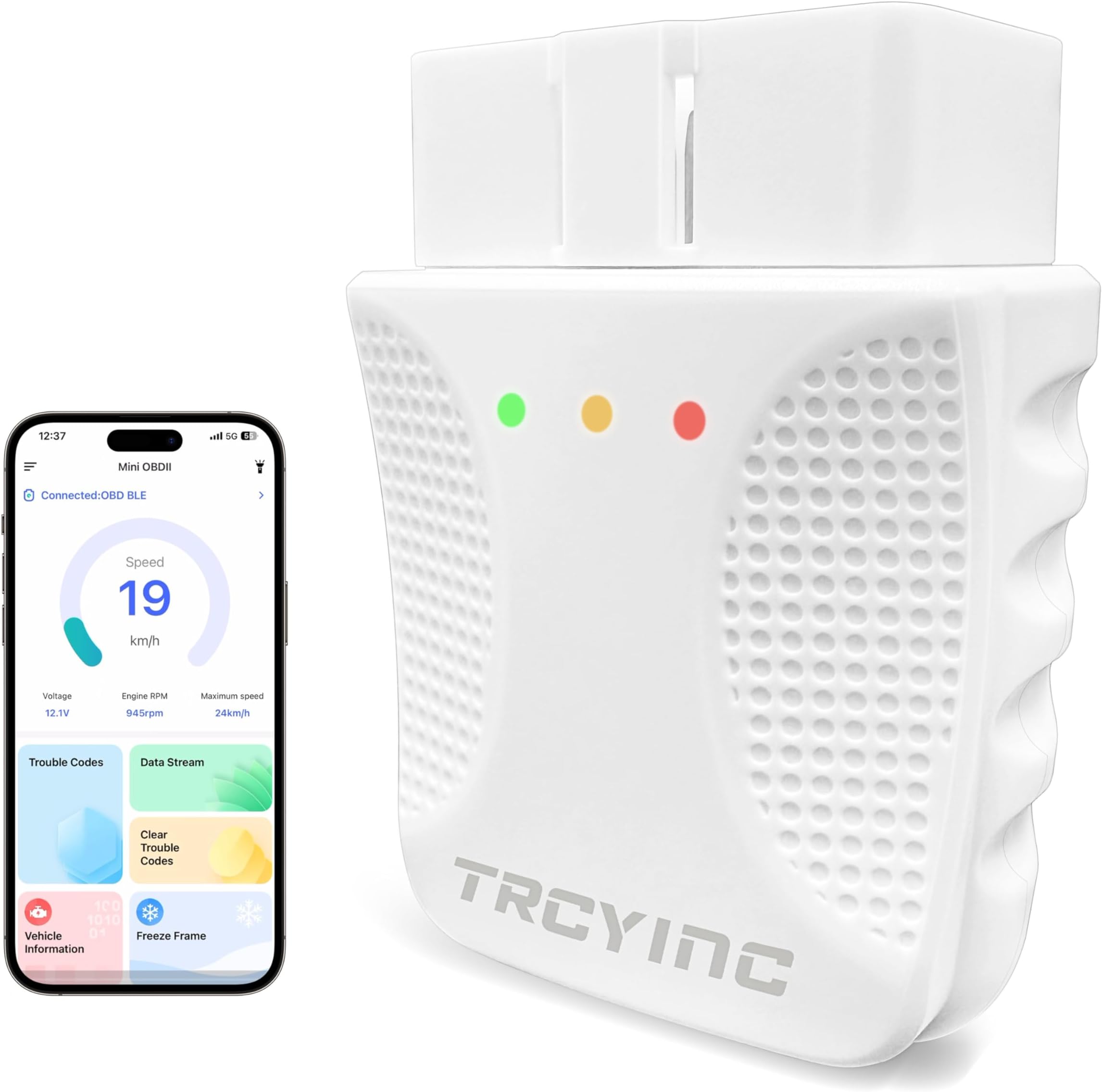 Amazon.com: Bluetooth OBD2 Wireless Scanner Diagnostic Tool, Vehicle ...