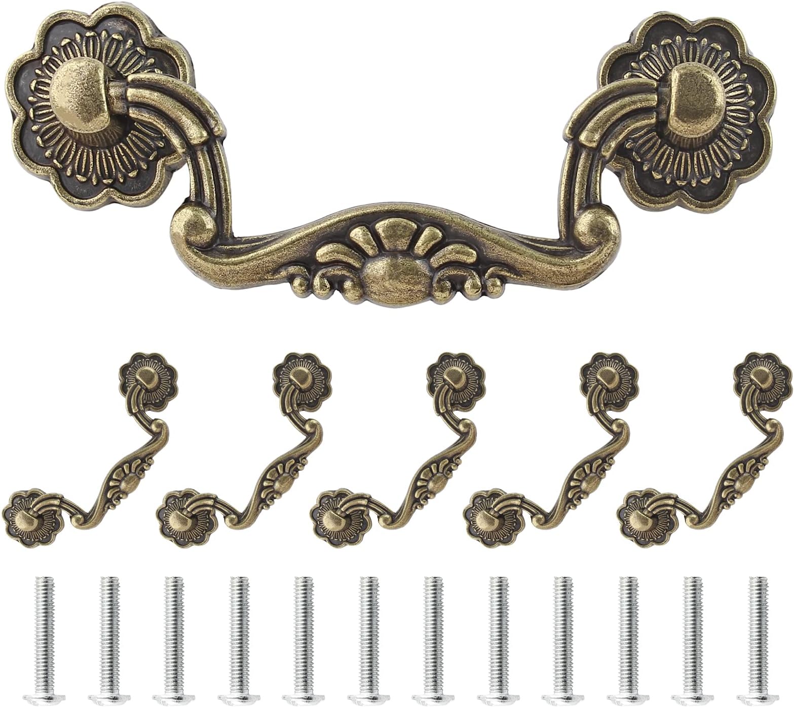 SMY 4 PCS Vintage Pulls Bronze Drawer Handles Antique Knobs Decorative ...