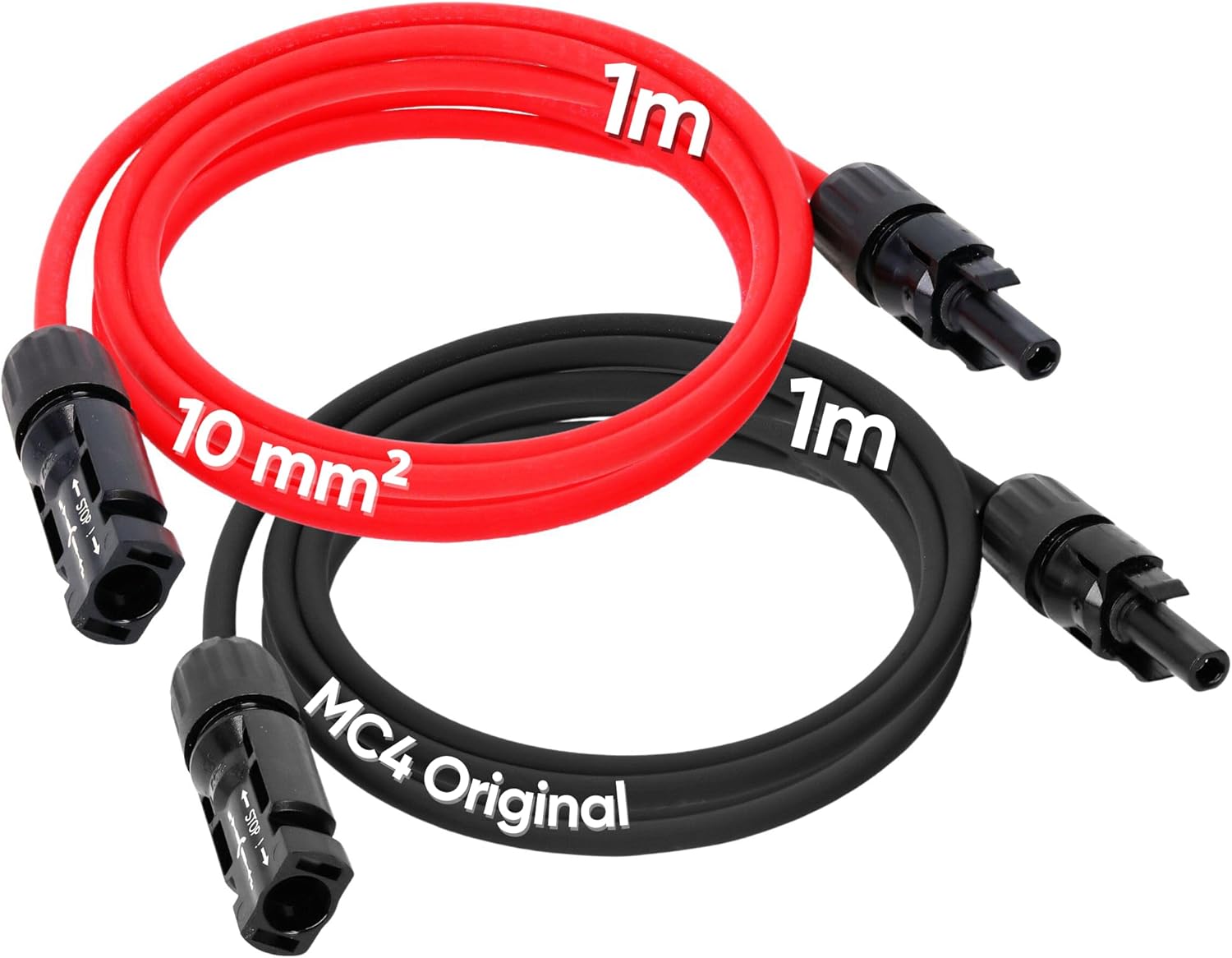 Kalitec Solarkabel Set 2x 1 Meter H1Z2Z2-K 10mm² mit Stäubli MC4 ...