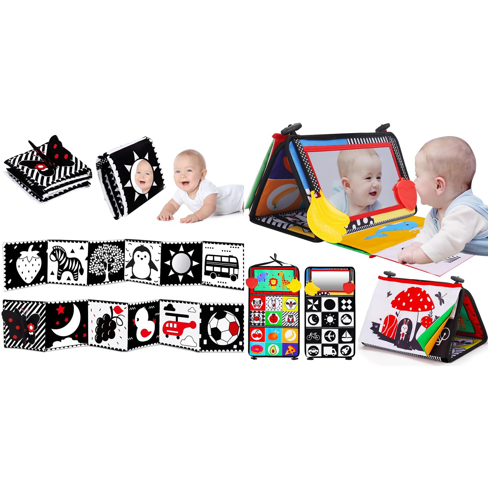Amazon.com: Thremhoo Balck and White High Contrast Toys Baby Mirrors ...