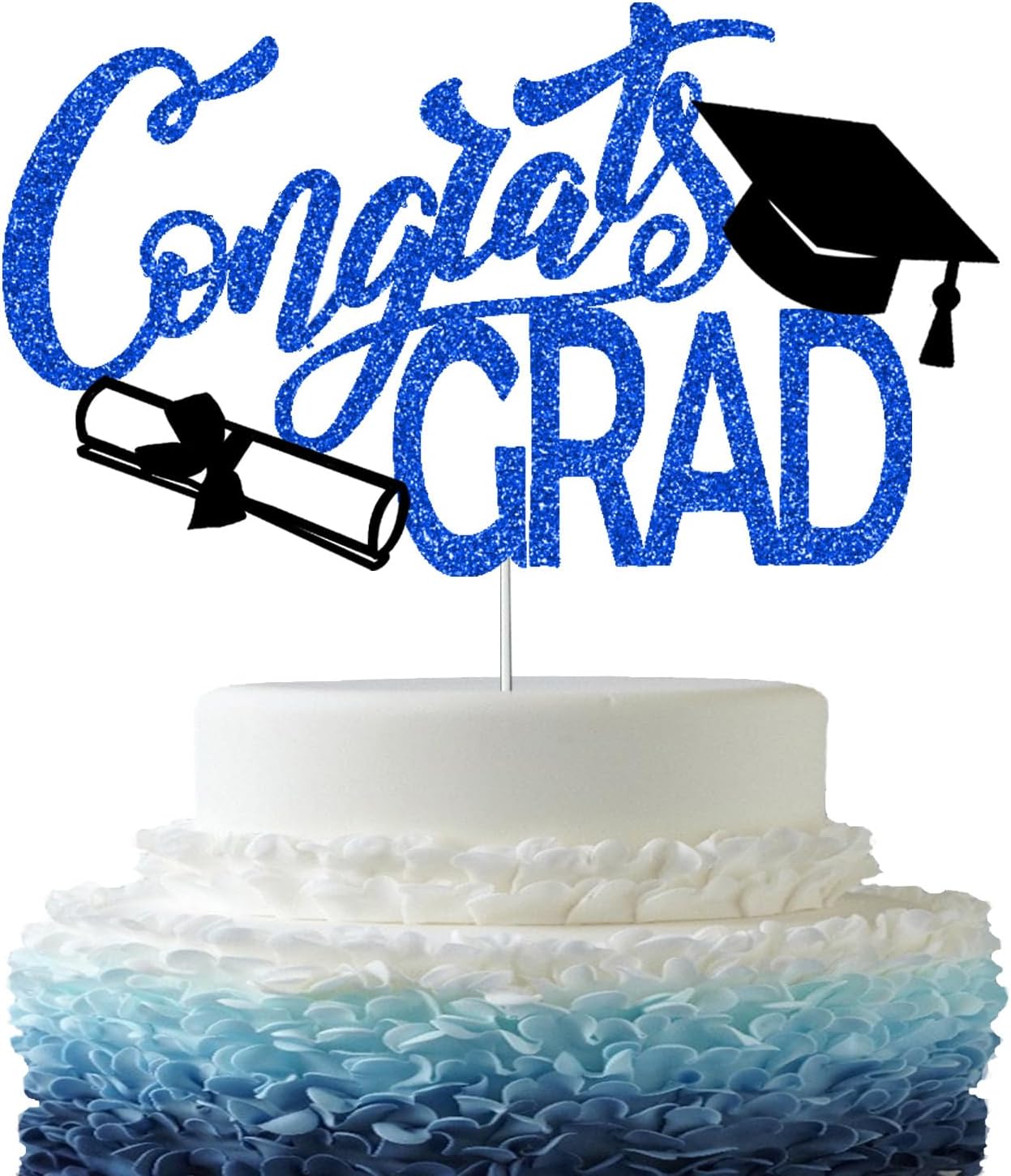 Amazon.com: JOJO FLY Blue and Black Congrats Grad Cake Topper ...