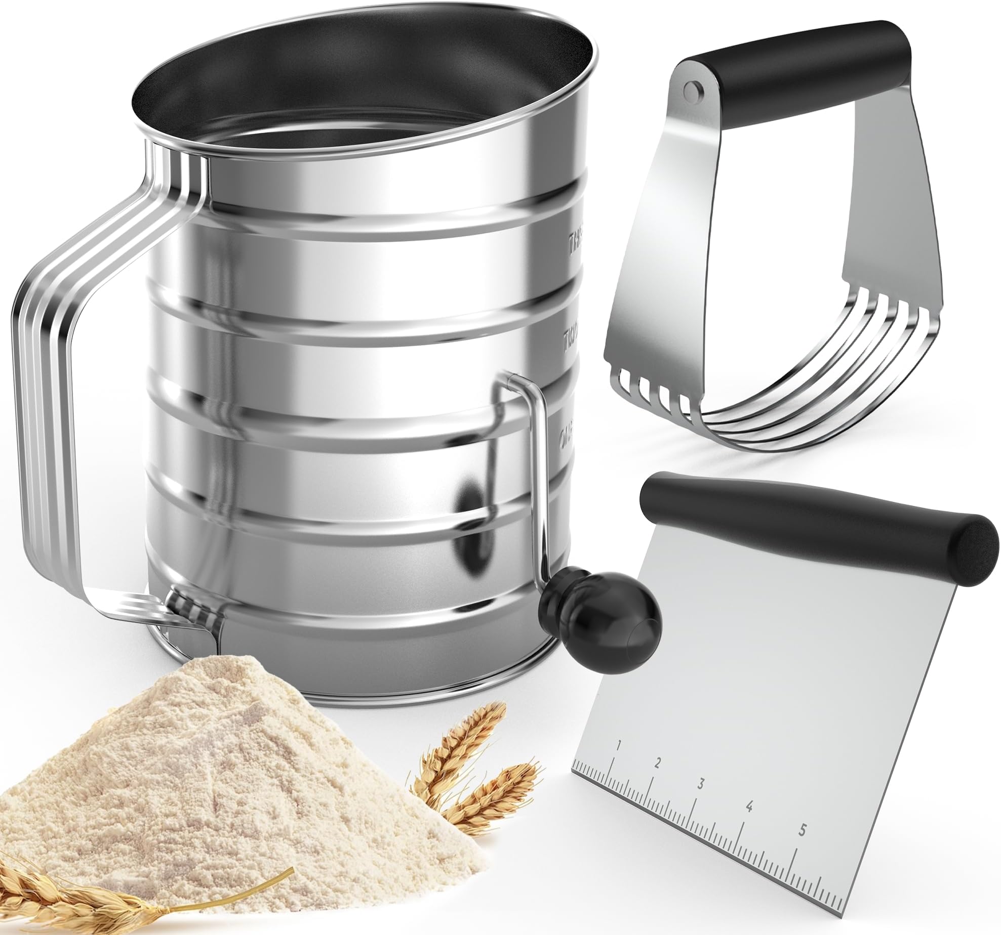 Amazon.com: Flour Sifter, 3 Cup Flour Sifter for Baking Fine Mesh ...