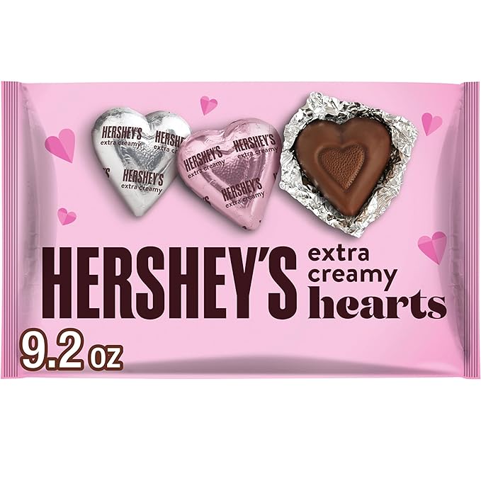 Amazon.com : HERSHEY'S Milk Chocolate Hearts, Valentine's Day Candy Bag ...