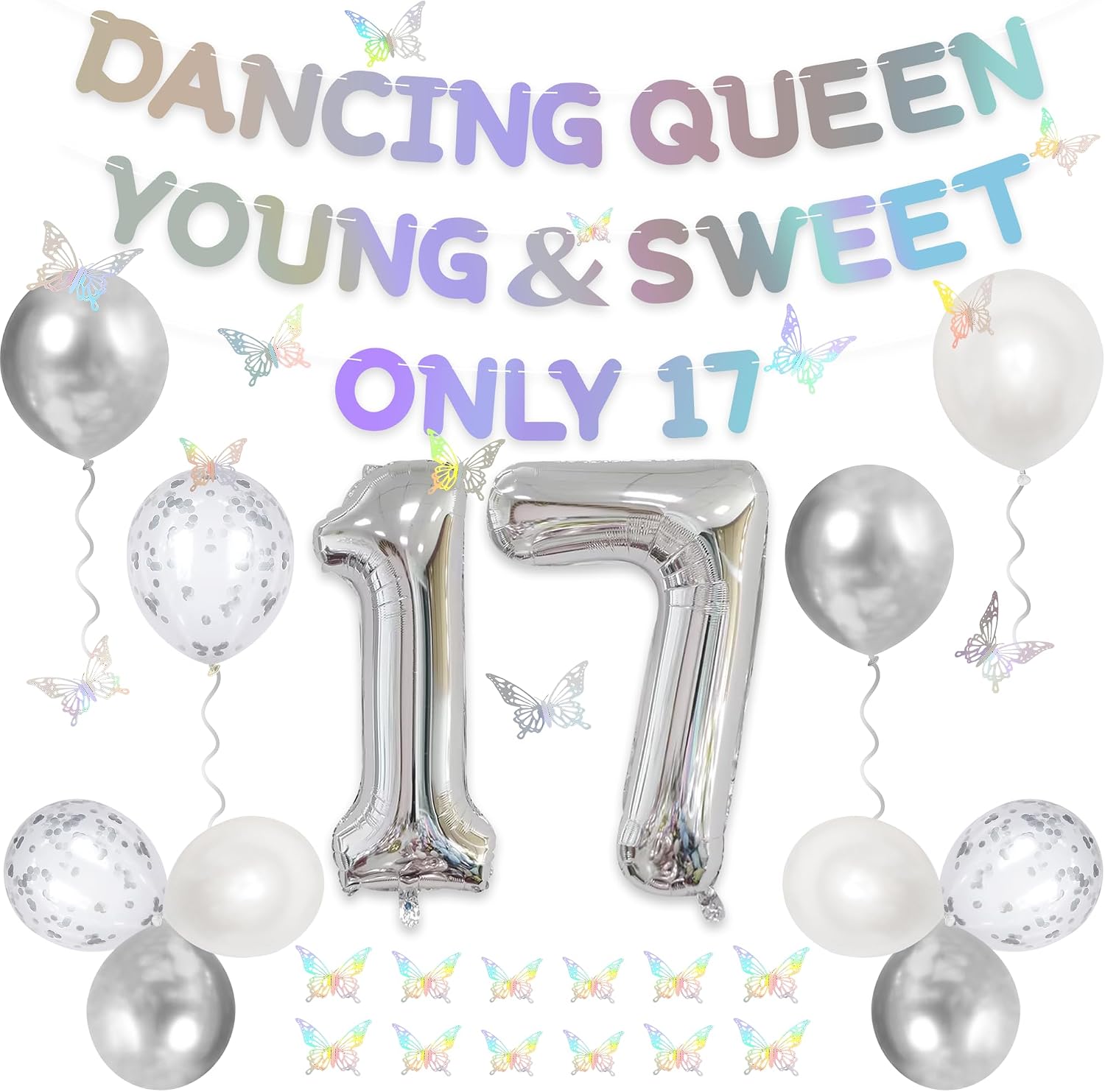 Amazon.com: Holkcog 17th Birthday Decorations for Girl 17 Year Old ...