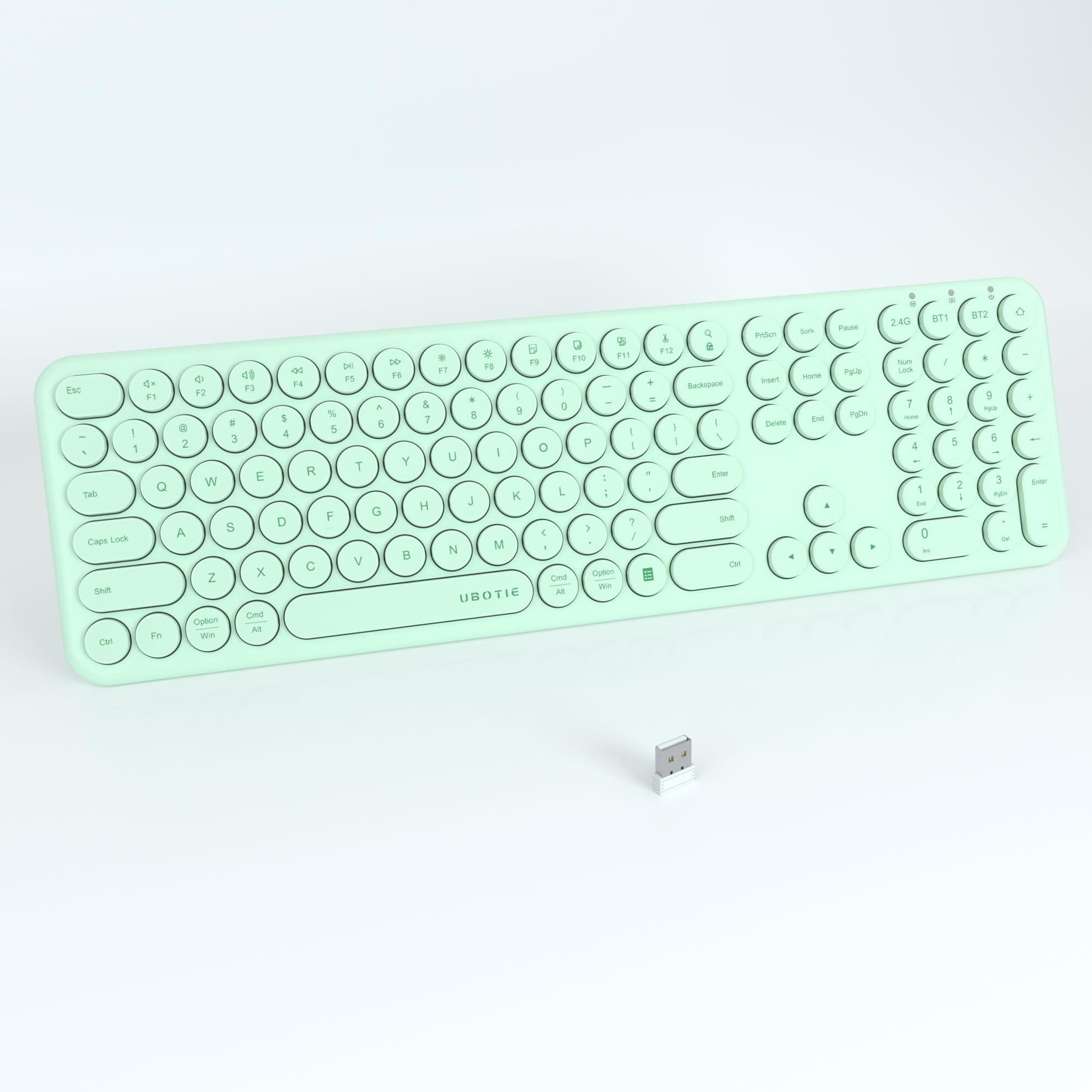 Amazon.com: UBOTIE Wireless Green Keyboard, Bluetooth 2.4GHz Dural Mode ...
