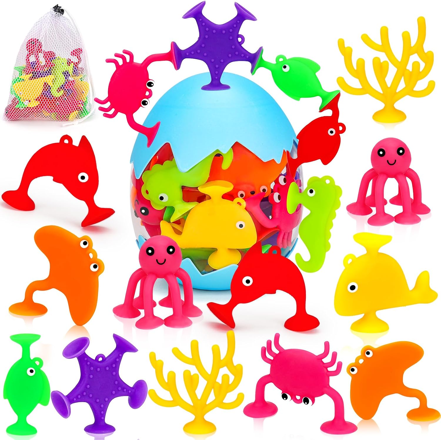 Kids Bath Toys Ocean Suction Cup Toys No Hole Mold Free Bathtub Toys ...