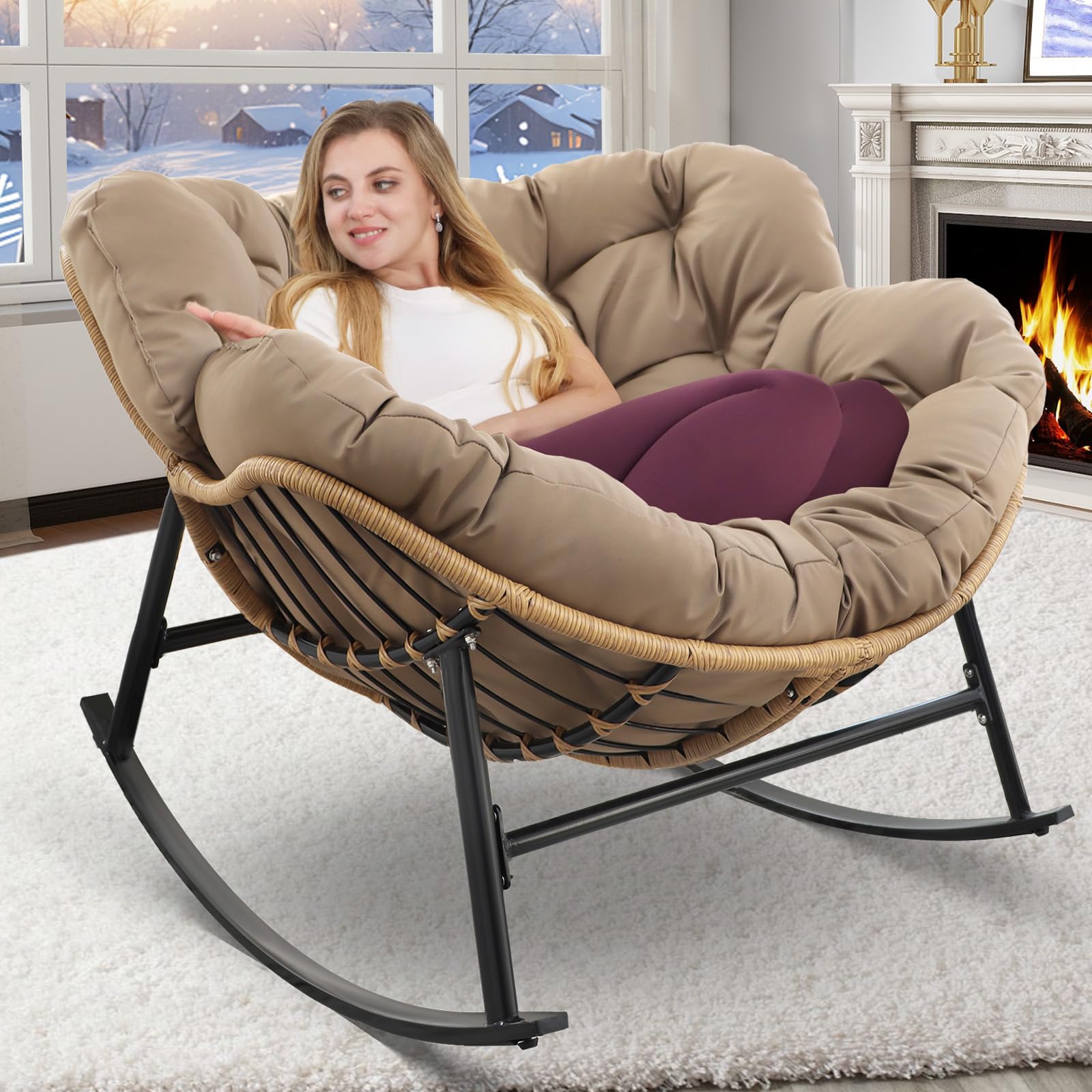 Amazon.com: RADIATA Rocking Egg Chair with Thicken Cushion, Indoor ...