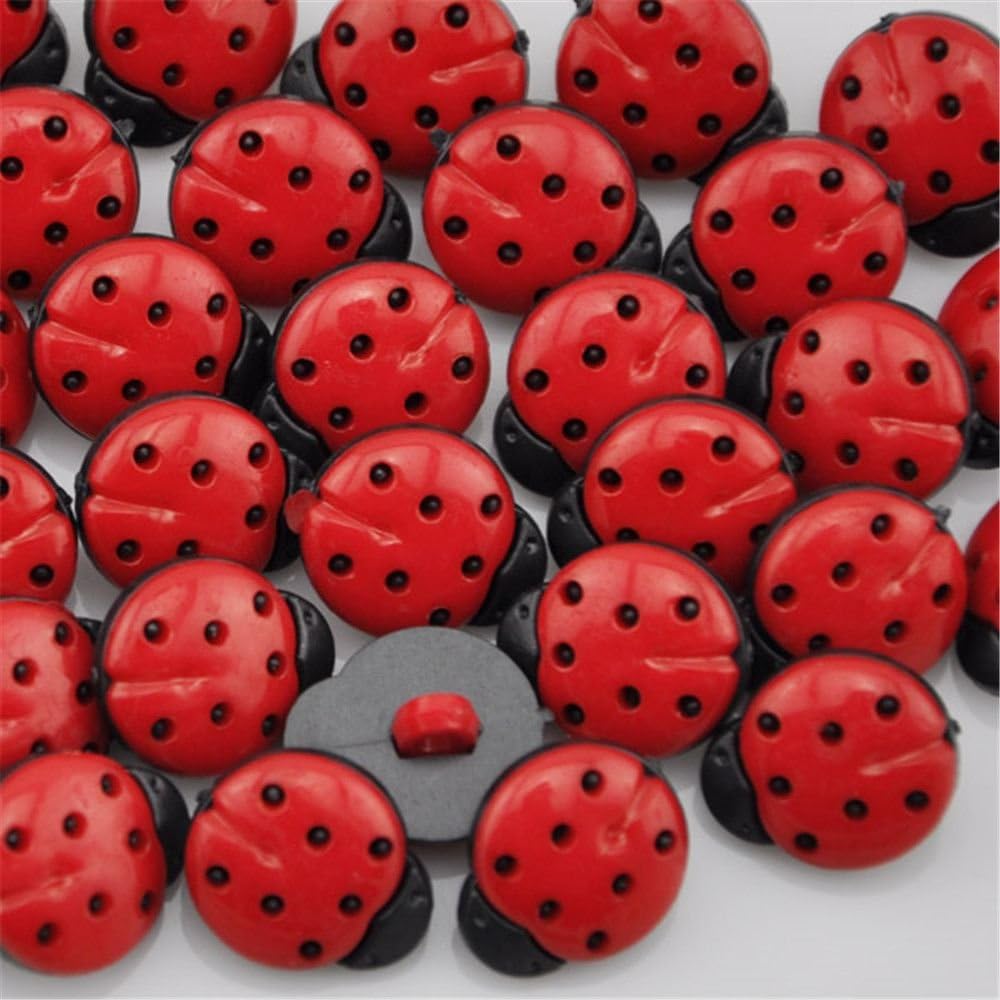 Amazon.com: 100 Pcs Ladybug Shaped Buttons Plastic Mini Buttons Craft ...