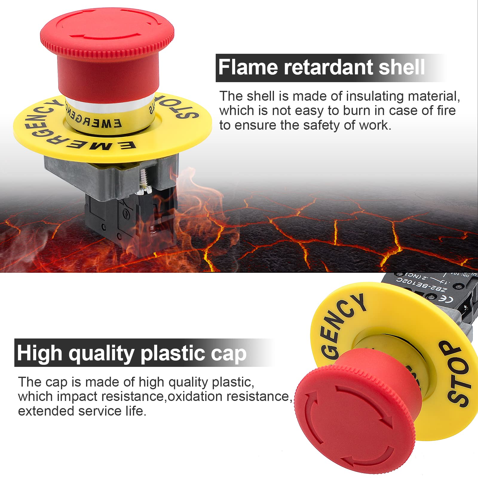 Snapklik.com : OELFFOW 1Pack Red Mushroom Head Emergency Stop Push ...