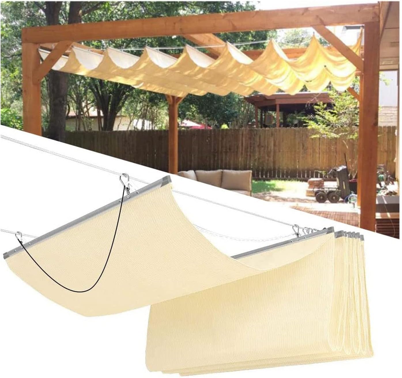 Retractable Shade Cover, Outdoor Slide Wire Sun Shade Sail Pergola ...