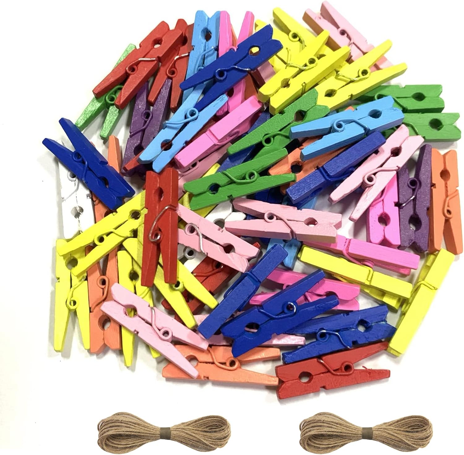 Amazon.com: 200 Pack Colored Wooden Clothes Pins, 10 Colors Wooden ...