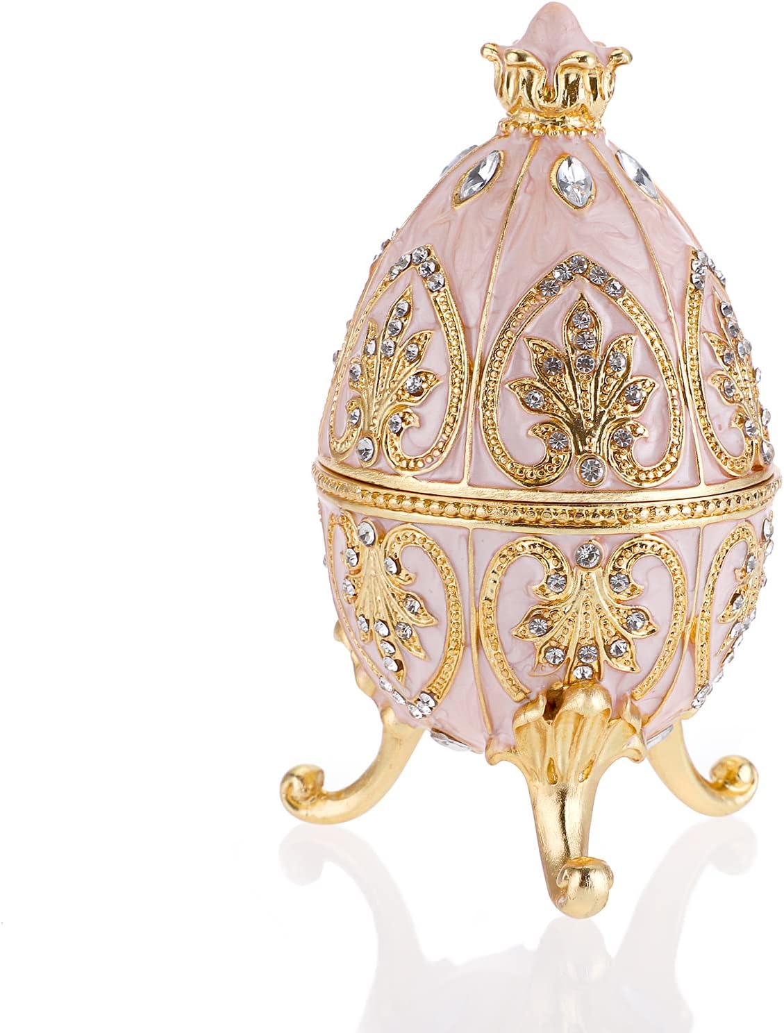 QIFU Hand Painted Enameled Faberge Egg Style Decorative Hinged Enamel ...