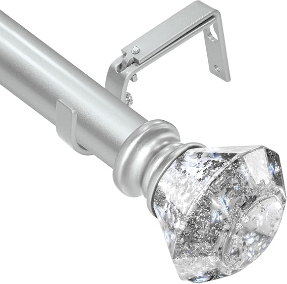 Amazon.com: Silver Curtain Rods 28 to 48 Inch(2.3-4ft), Modern ...
