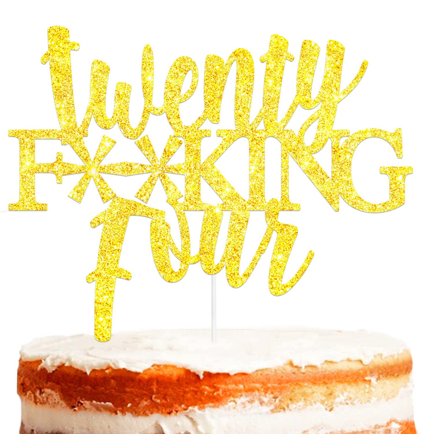 Amazon.com: Gold Glitter Cake Topper Twenty Four F**k Theme Decoration ...