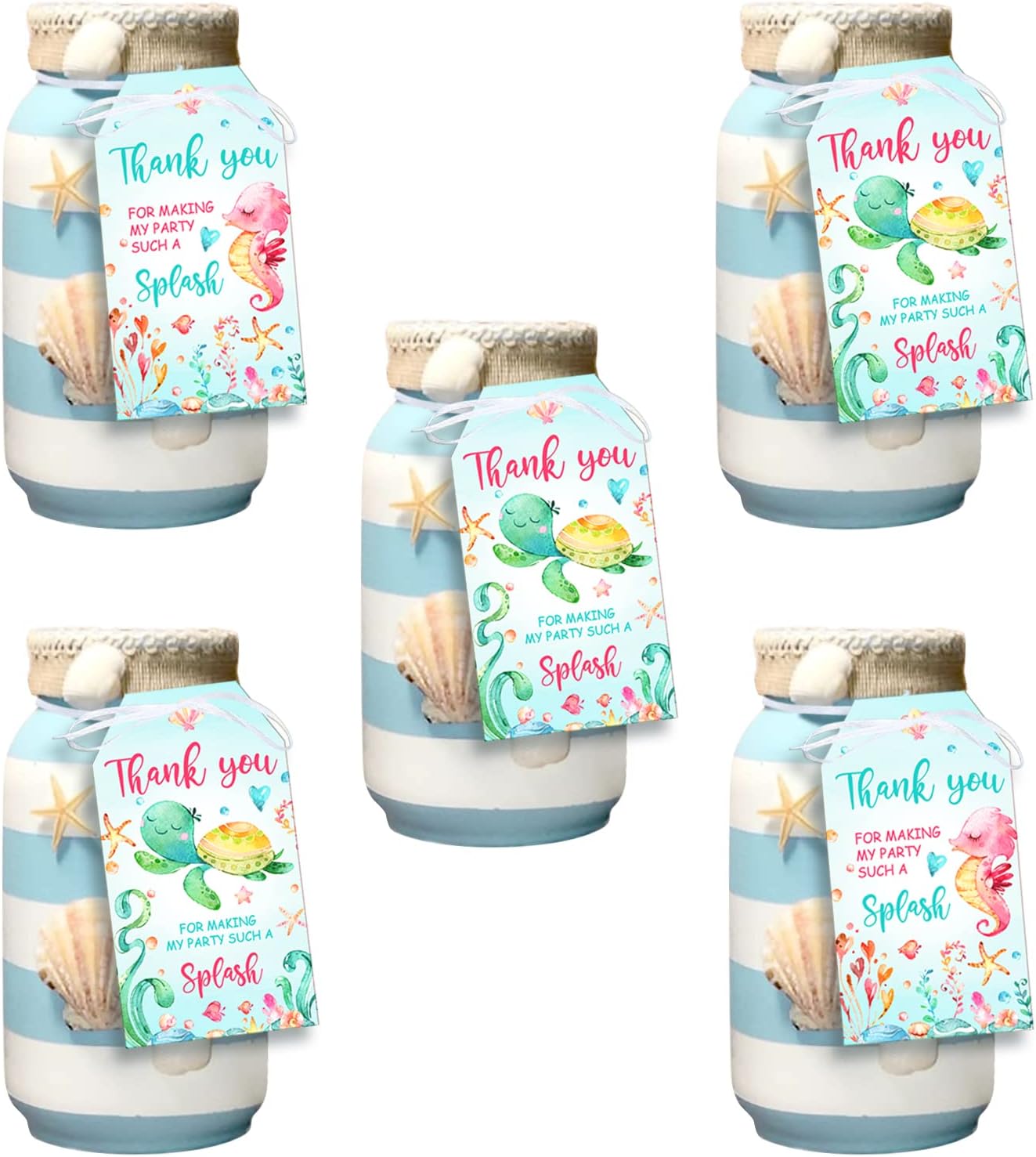 Amazon.com : Ocean Thank You Tags Under The Sea Party Decorations Girl ...