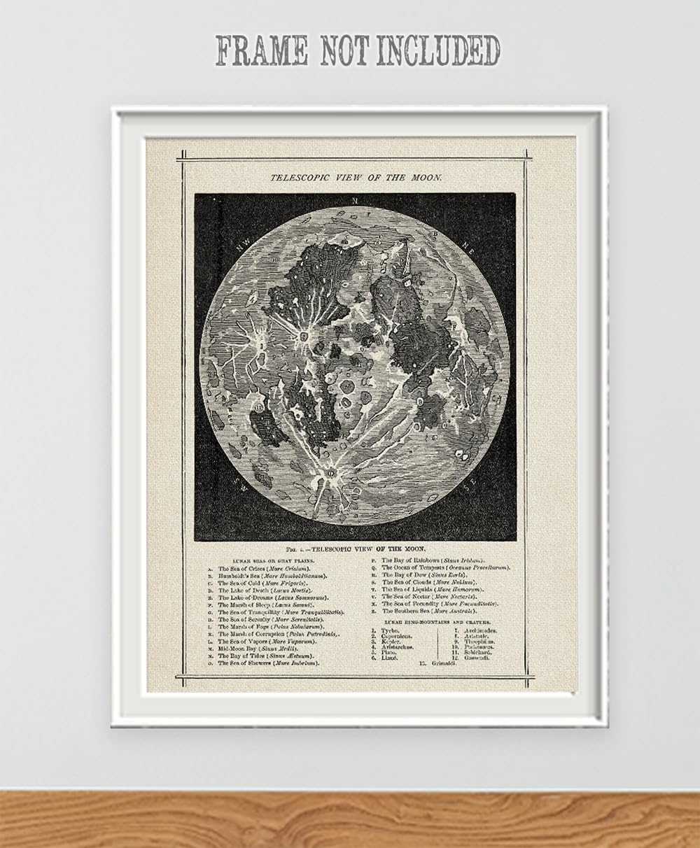 La Luna Vintage Map Of The Moon Vintage Art Prints