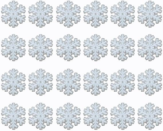 Amazon.com: SaktopDeco 24 PCS Silvery Glitter Snowflake Patches ...