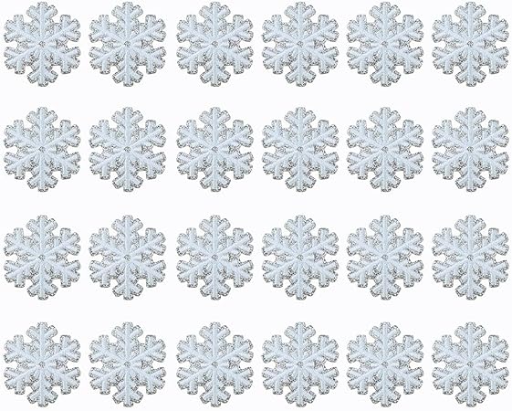 Amazon.com: SaktopDeco 24 PCS Silvery Glitter Snowflake Patches ...