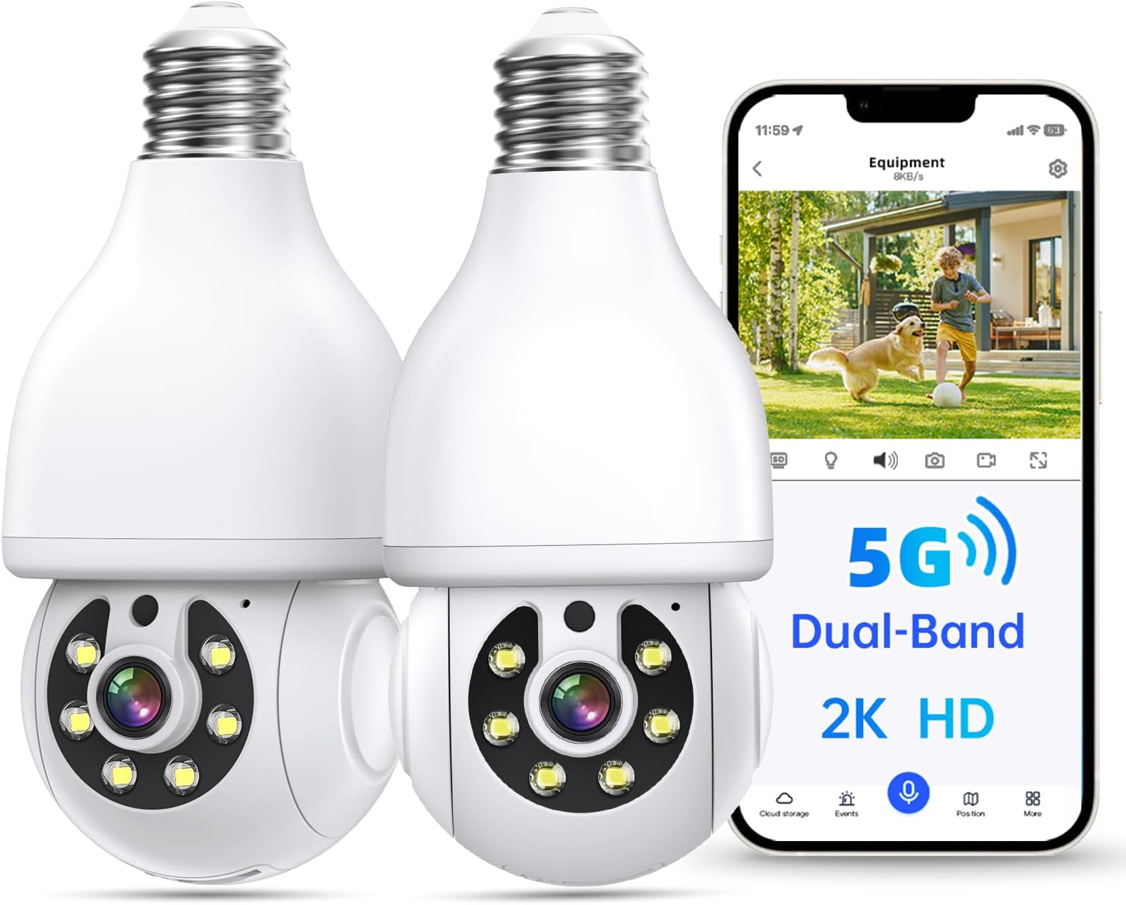 Amazon.com : Noahcam Light Bulb Security Camera, 5G/2.4G WiFi Cameras ...