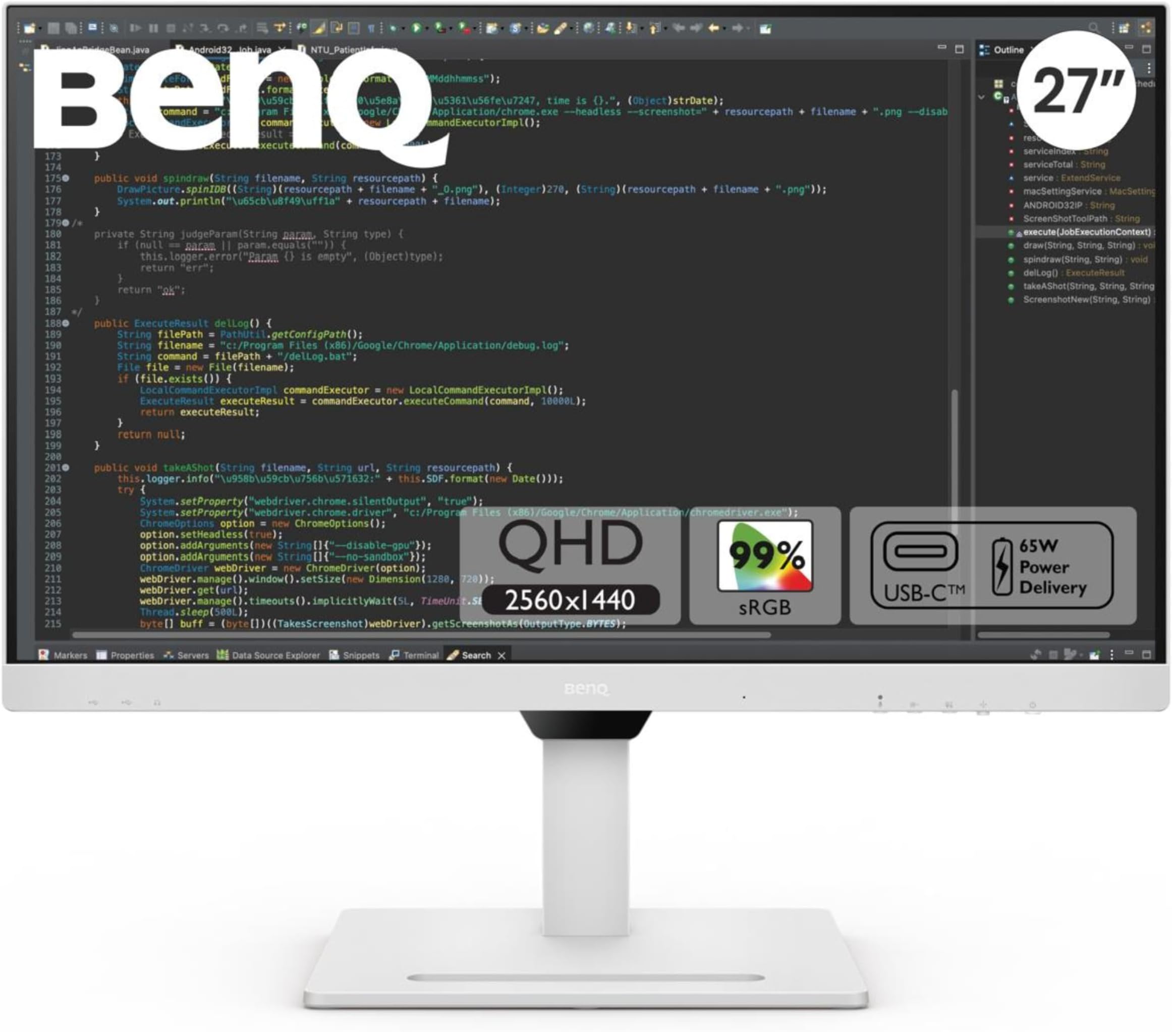 BenQ GW2790QT 27" IPS 2k QHD Monitor| USB-C (65W PD)| Coding Mode| 99 ...