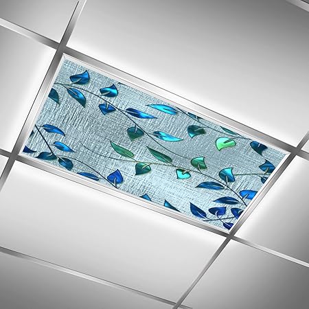 Drop Ceiling Light Covering Insert 4' x 2' feet (Silver Stained Glass ...