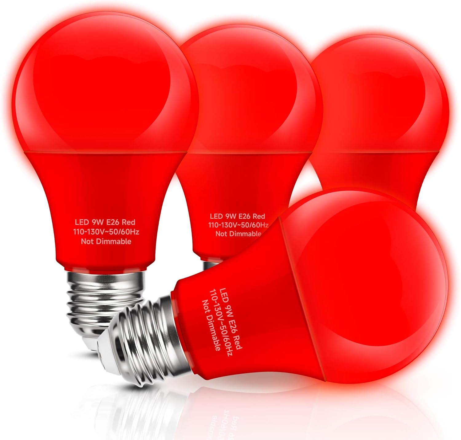 Nouscan Red LED Light Bulbs 60W Equivalent, 9W A19 Decorative Red ...