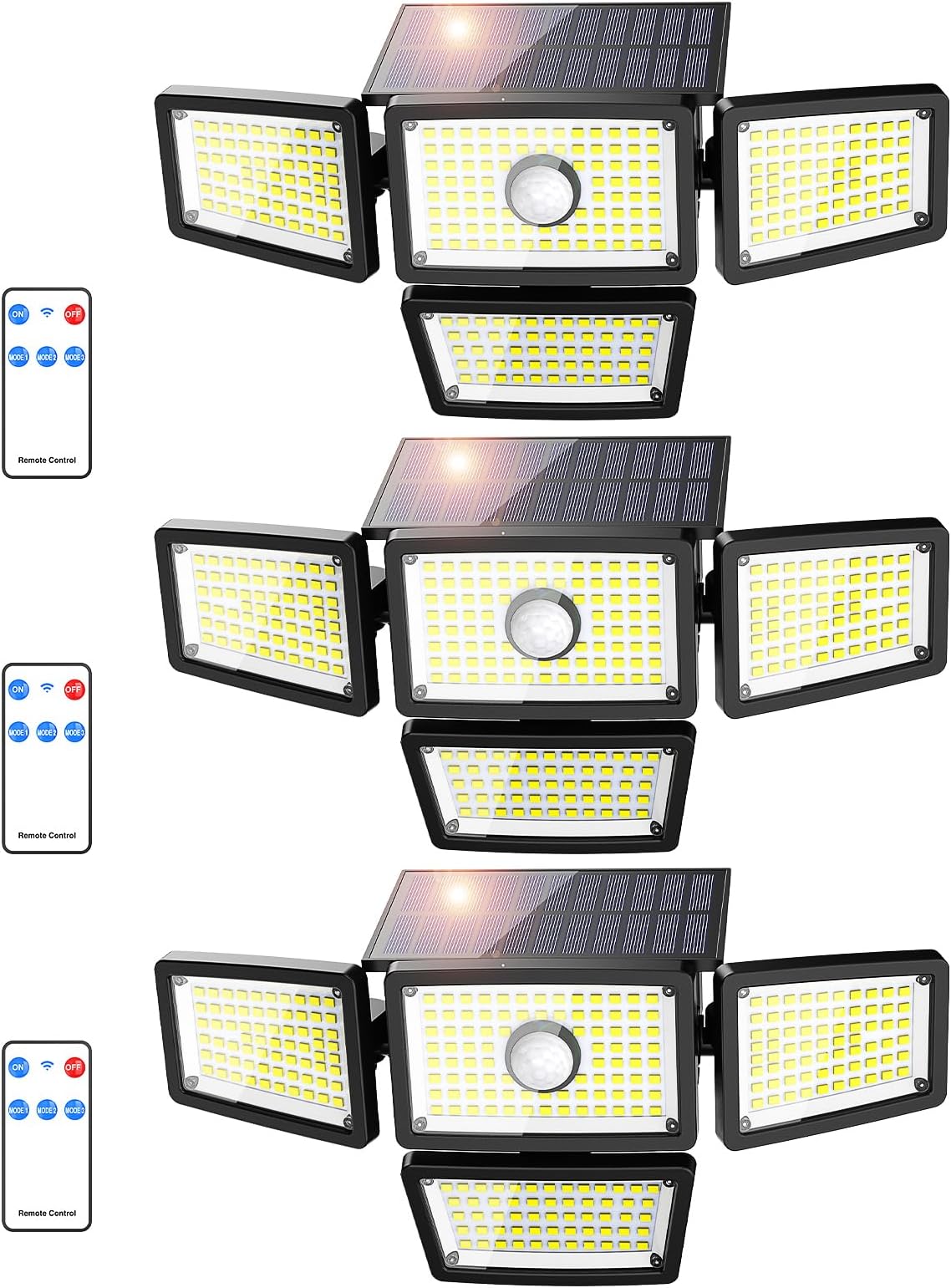 JJX Solar Lights Outdoor 2800LM 286 LED Motion Sensor Outdoor Lights ...