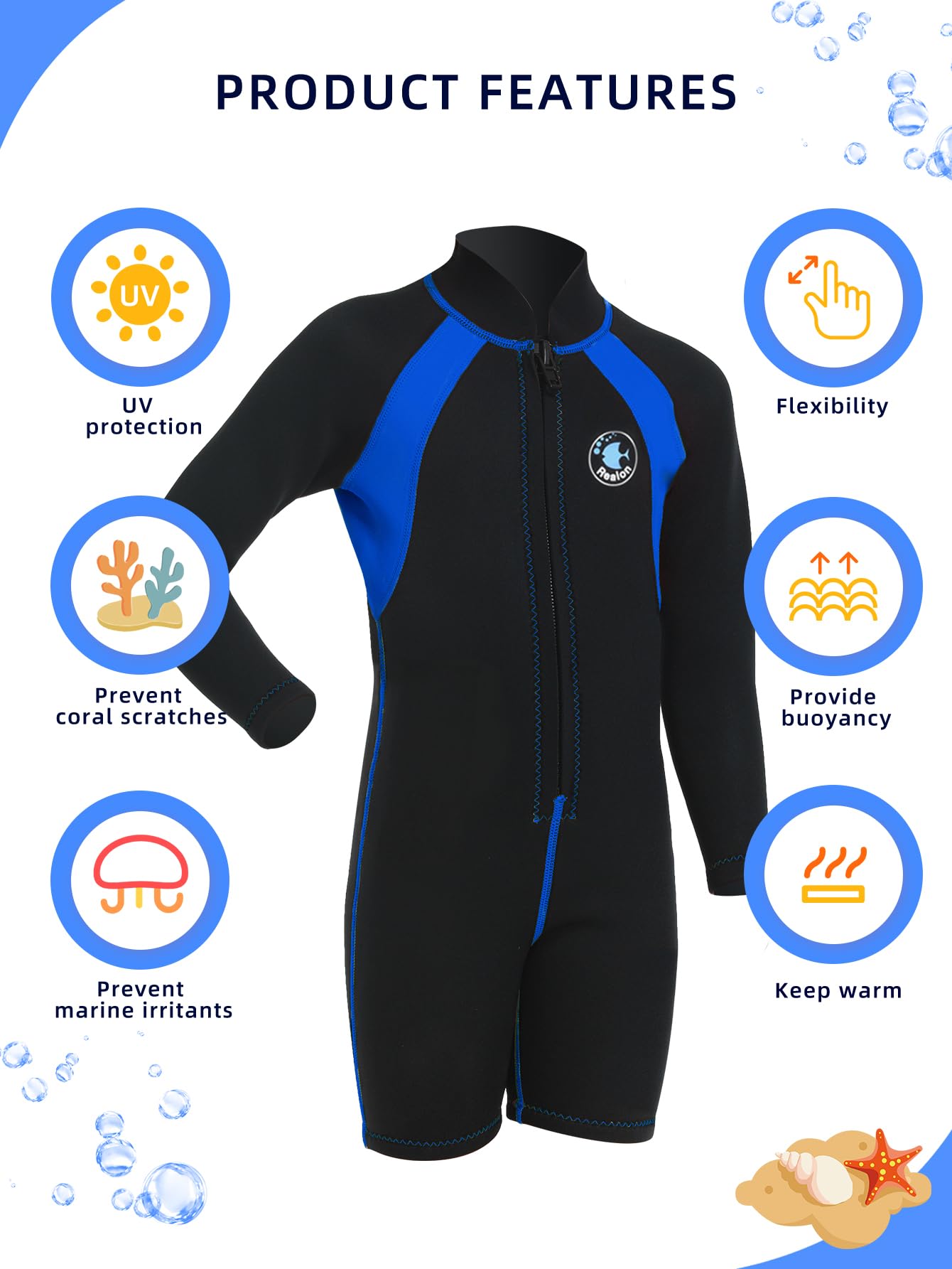 Snapklik.com : Kid Wetsuit Neoprene Boys Girls 3mm Full Wet Suit, 2mm ...