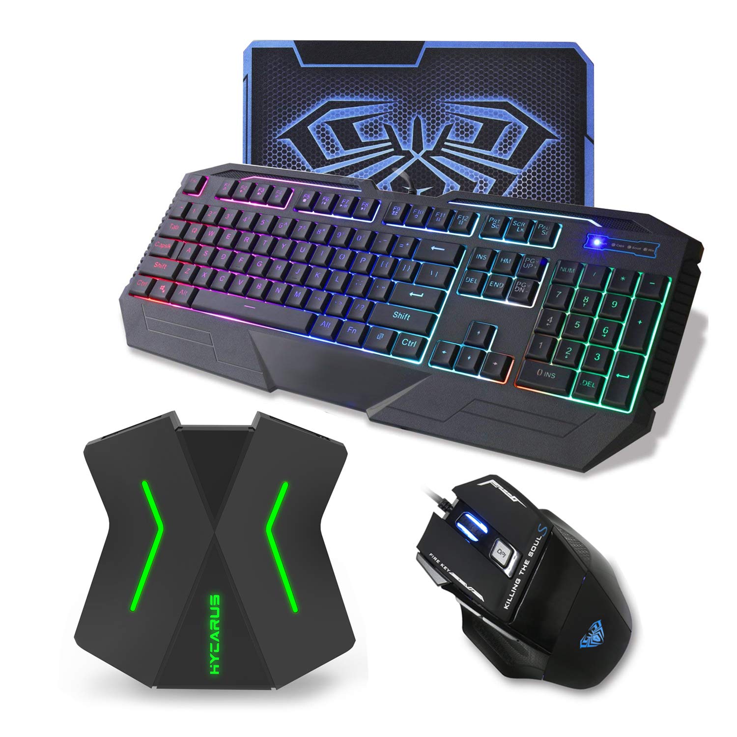 Buy HYCARUS Keyboard and Mouse Adapter with Rainbow LED Backlit ...
