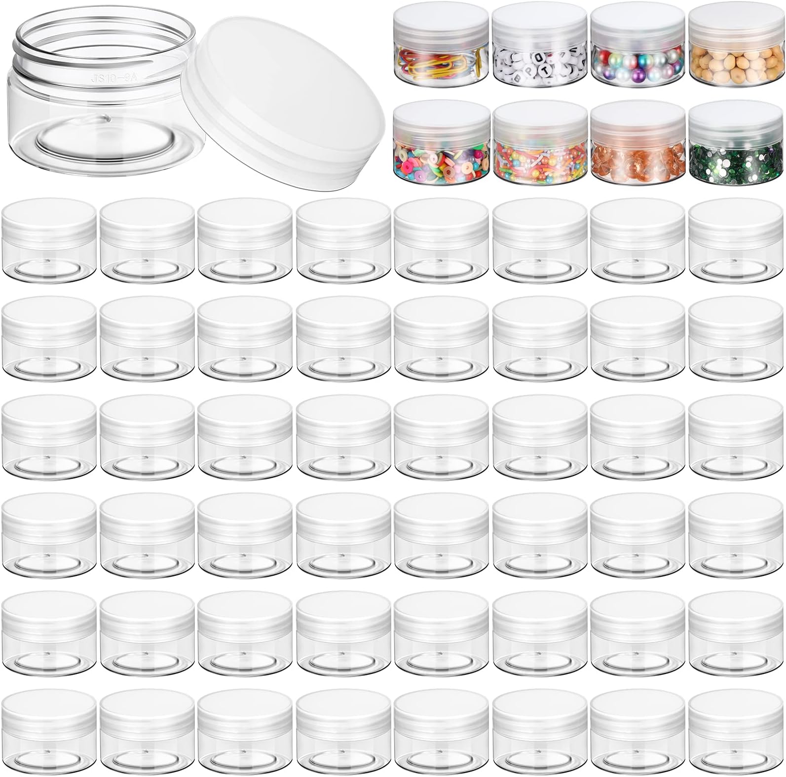 Amazon.com: 48 Pieces Plastic Containers with Lids Clear Round Storage ...