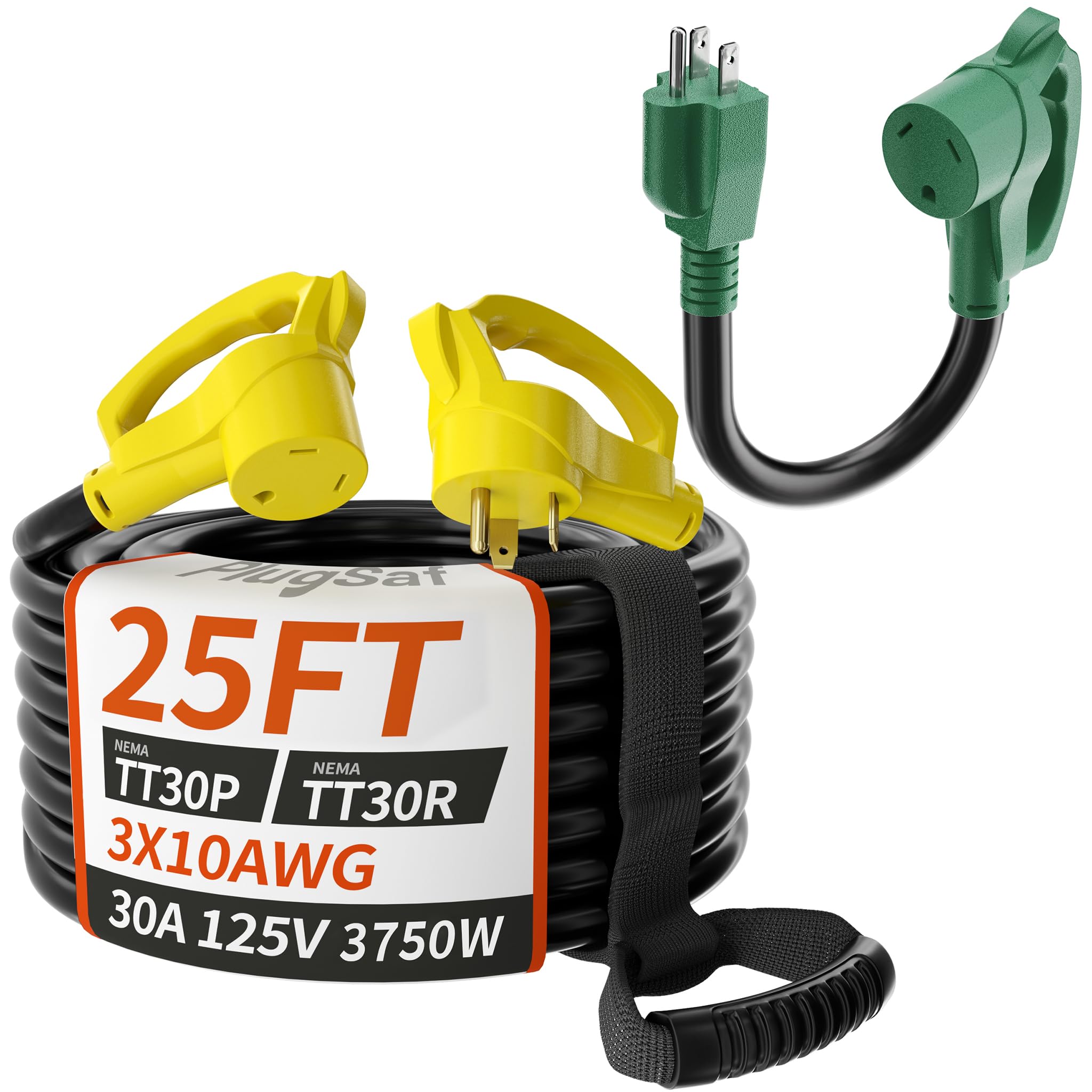 Amazon.com: PlugSaf 25 FT 30 Amp RV Extension Cord Outdoor with Grip ...