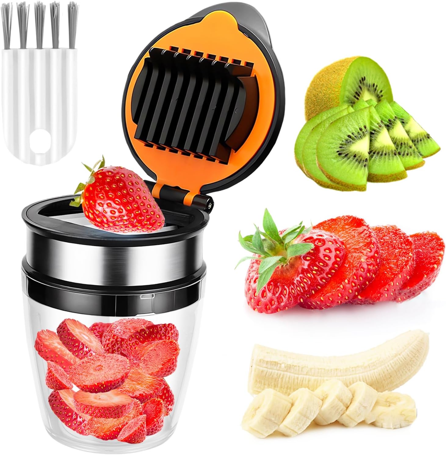 Amazon.com: Omninmo Cup Slicer Fruit, New Speed Slicer with Push Plate ...
