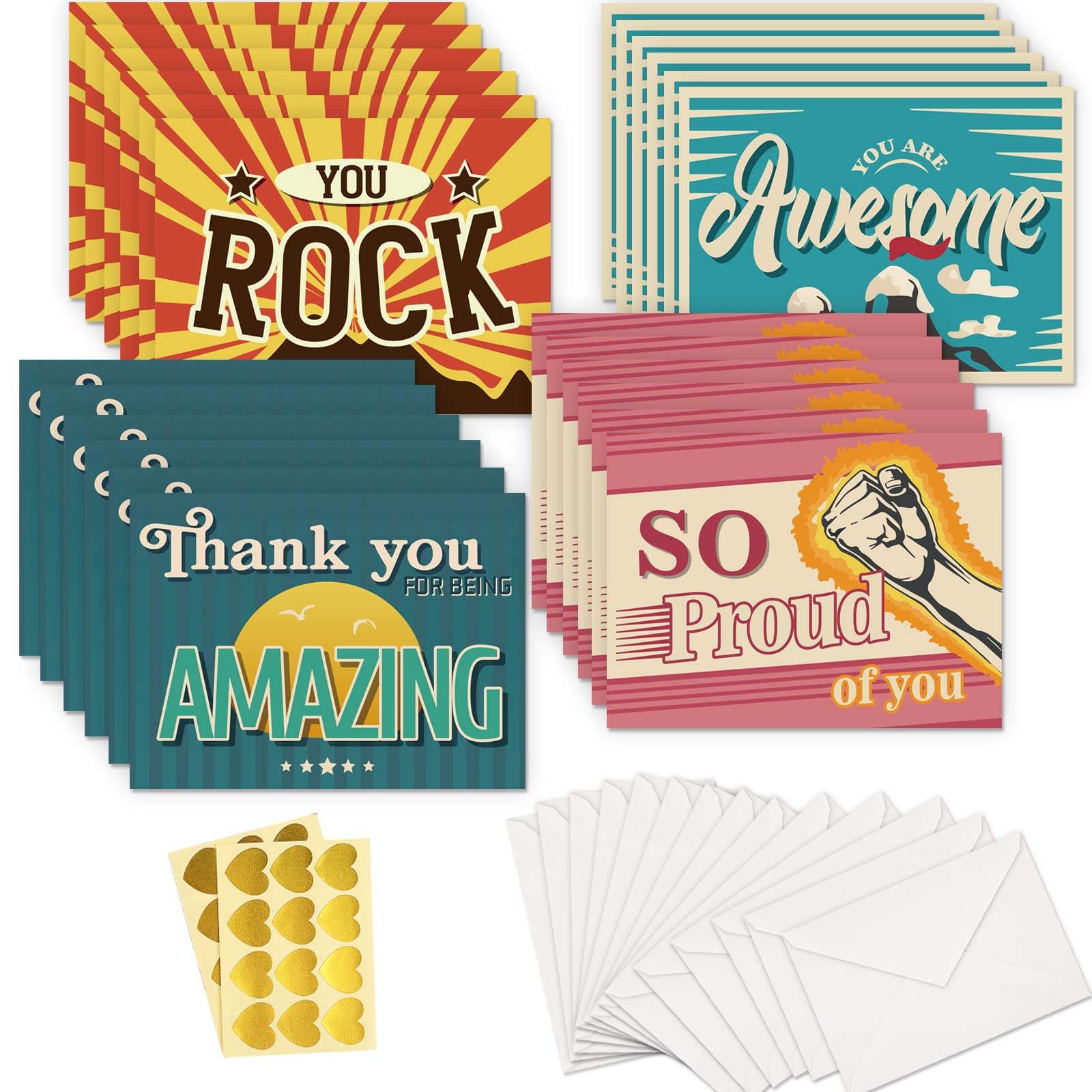 Buy 24 Kudos Cards - You Are Awesome,You Rock,So Proud of You,Thank You ...