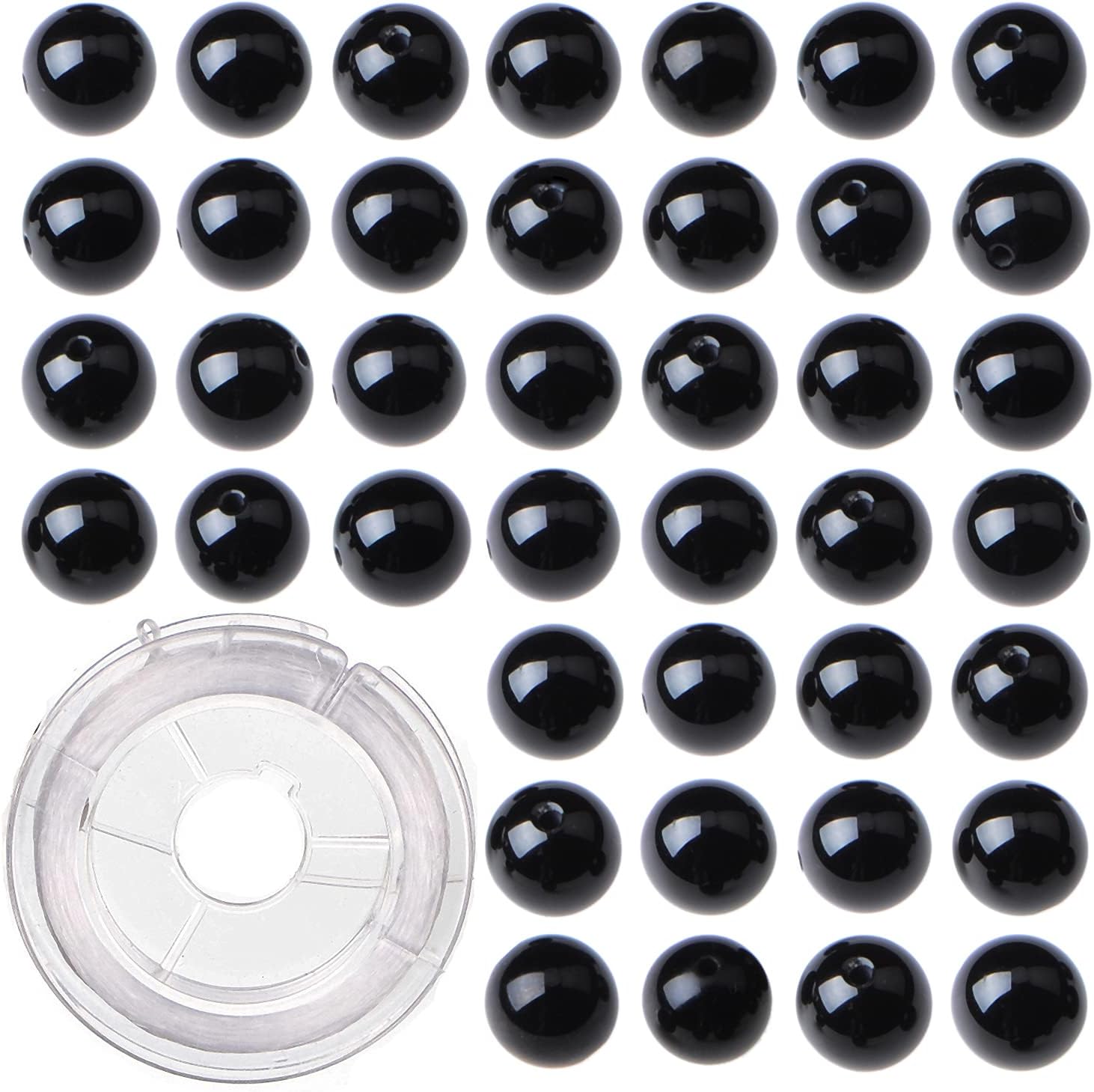 Amazon.com: 400 Round Black Acrylic Beads 10mm Diameter with 1.8mm Hole ...