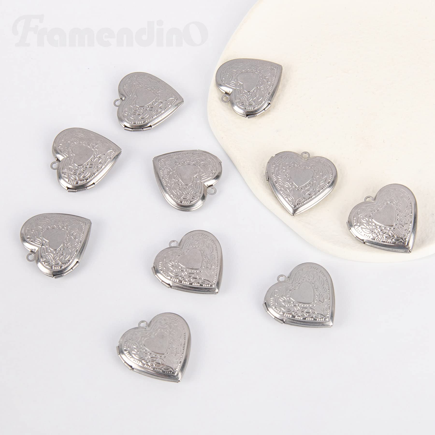 Snapklik.com : 10 Pack Heart Photo Frame Charms Locket Charms Stainless ...