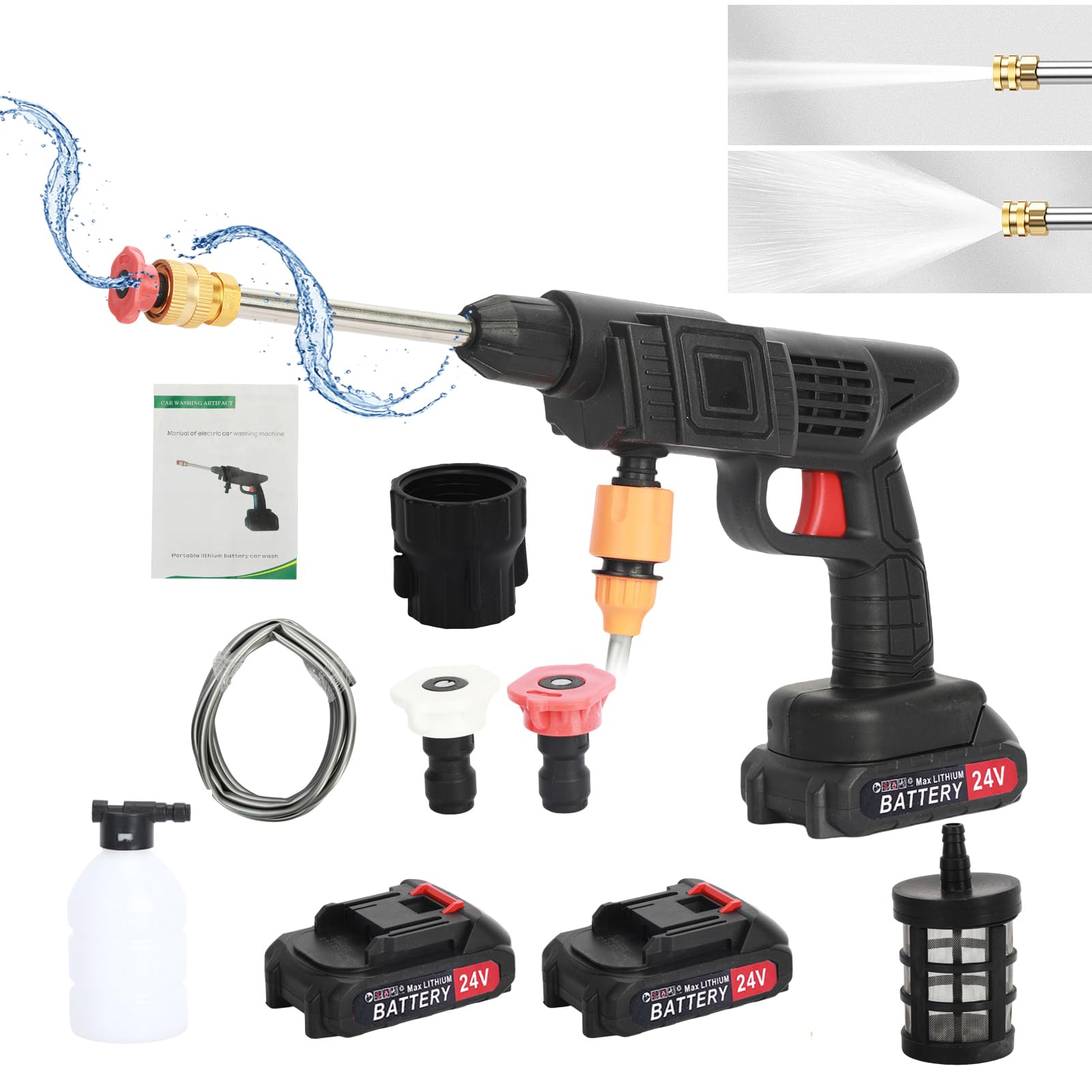 1 Set Cordless Portable Pressure Washer Electric High Power Washer ...