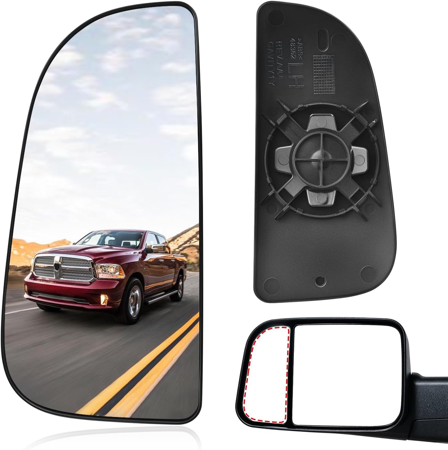 TOP-MAX Ram Driver Left Side Lower Mirror Glass Replacement for 2011 ...