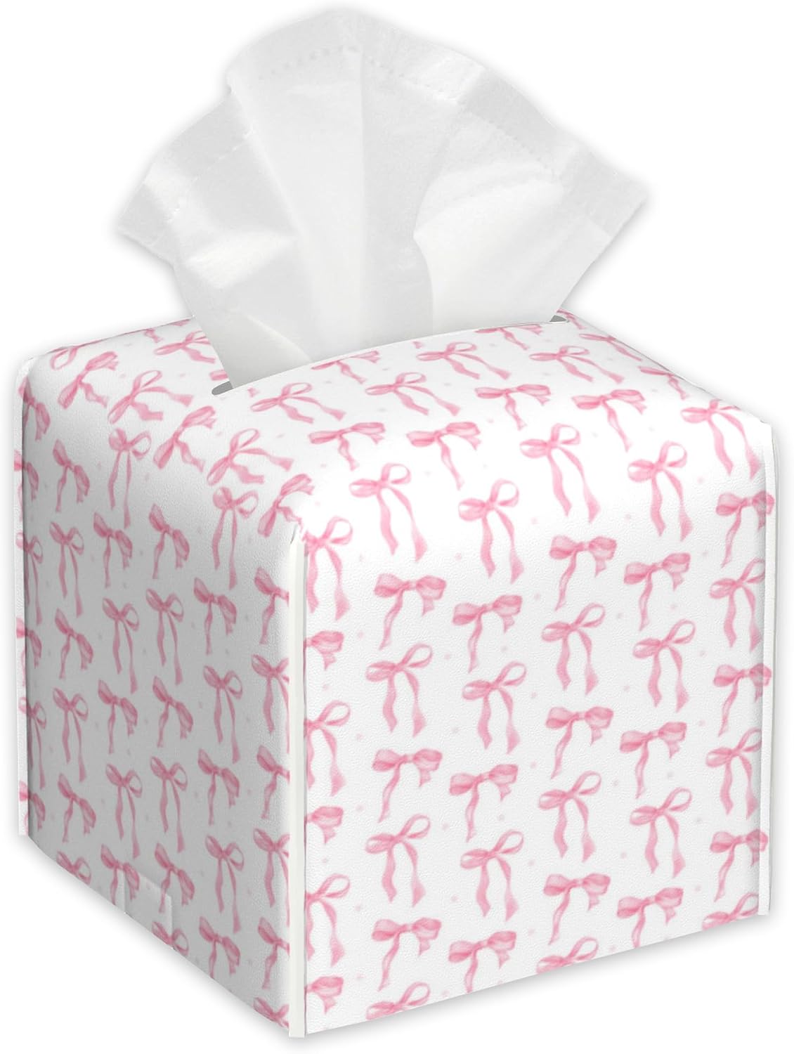 Amazon.com: Pink Ribbon Bow Tissue Box Cover,PU Leather Tissue Box ...