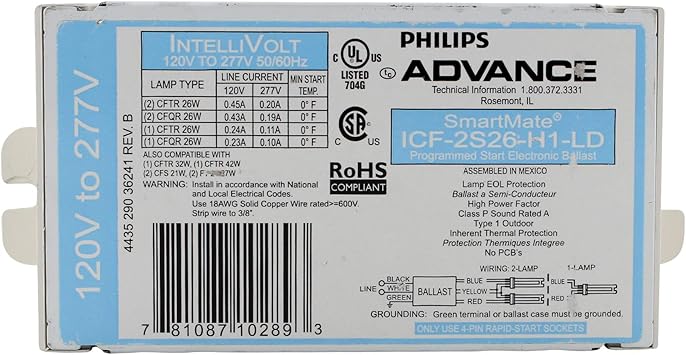 Advance 10289 - ICF-2S26-H1-LD Compact Fluorescent Ballast - Plant ...