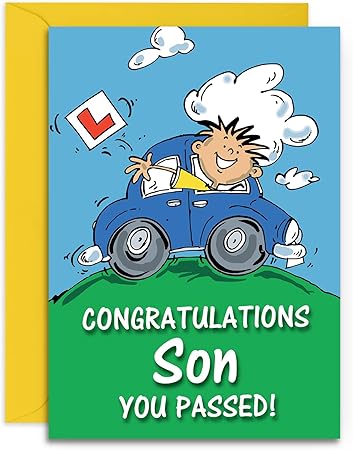Son Driving Test Pass Congratulations Card - Medium Sized Card : Amazon ...