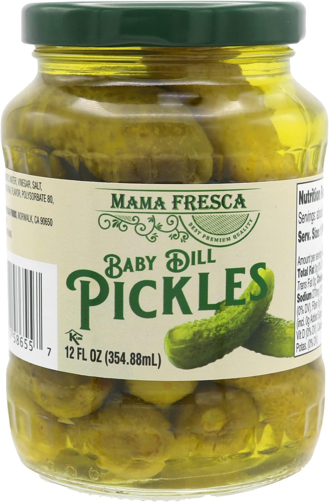 Amazon.com : Mama Fresca Baby Dill Pickles 12 fl oz Jar (Pack of 6 ...